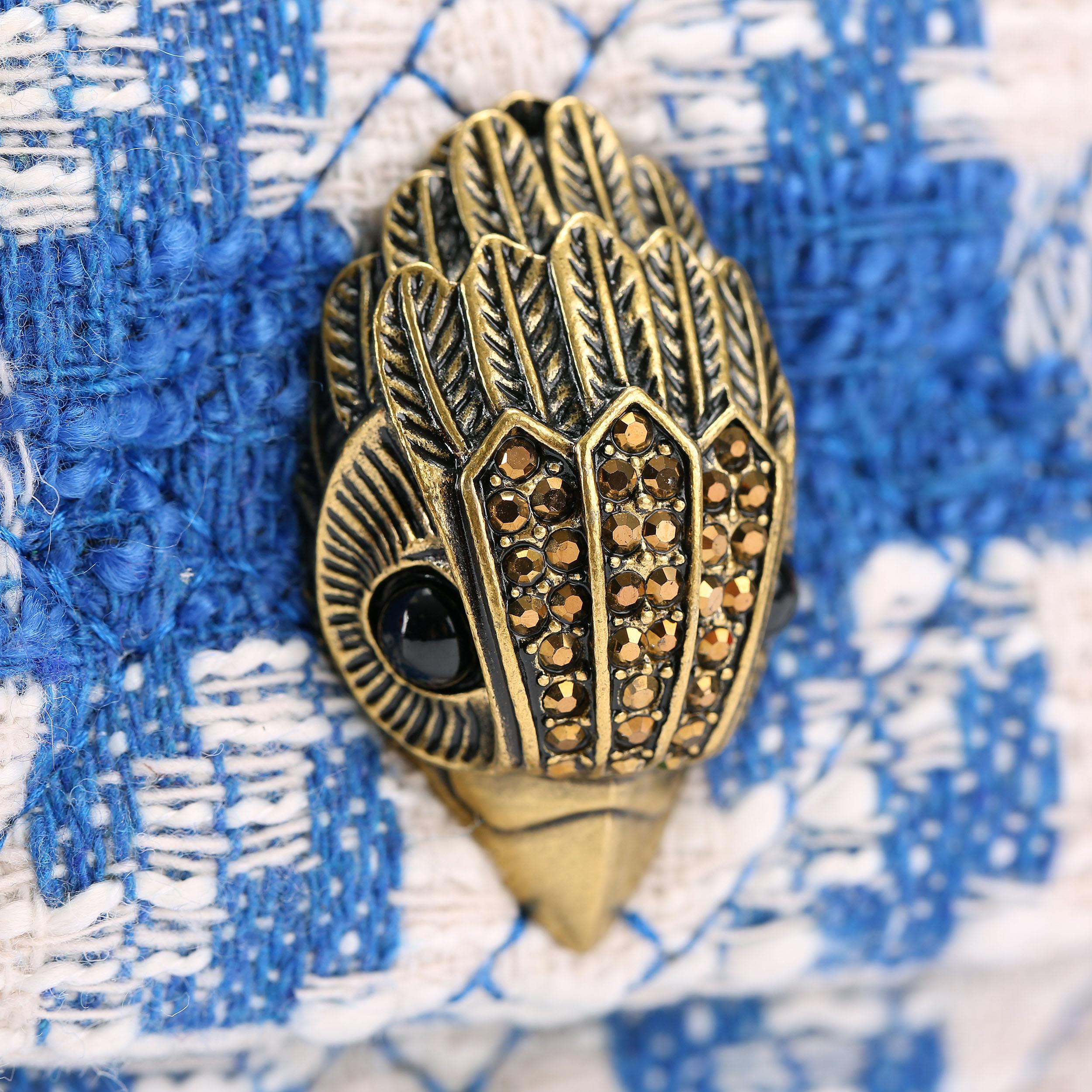 HANDLE MINI KENSINGTON Blue Tweed Handle Bag by KURT GEIGER LONDON