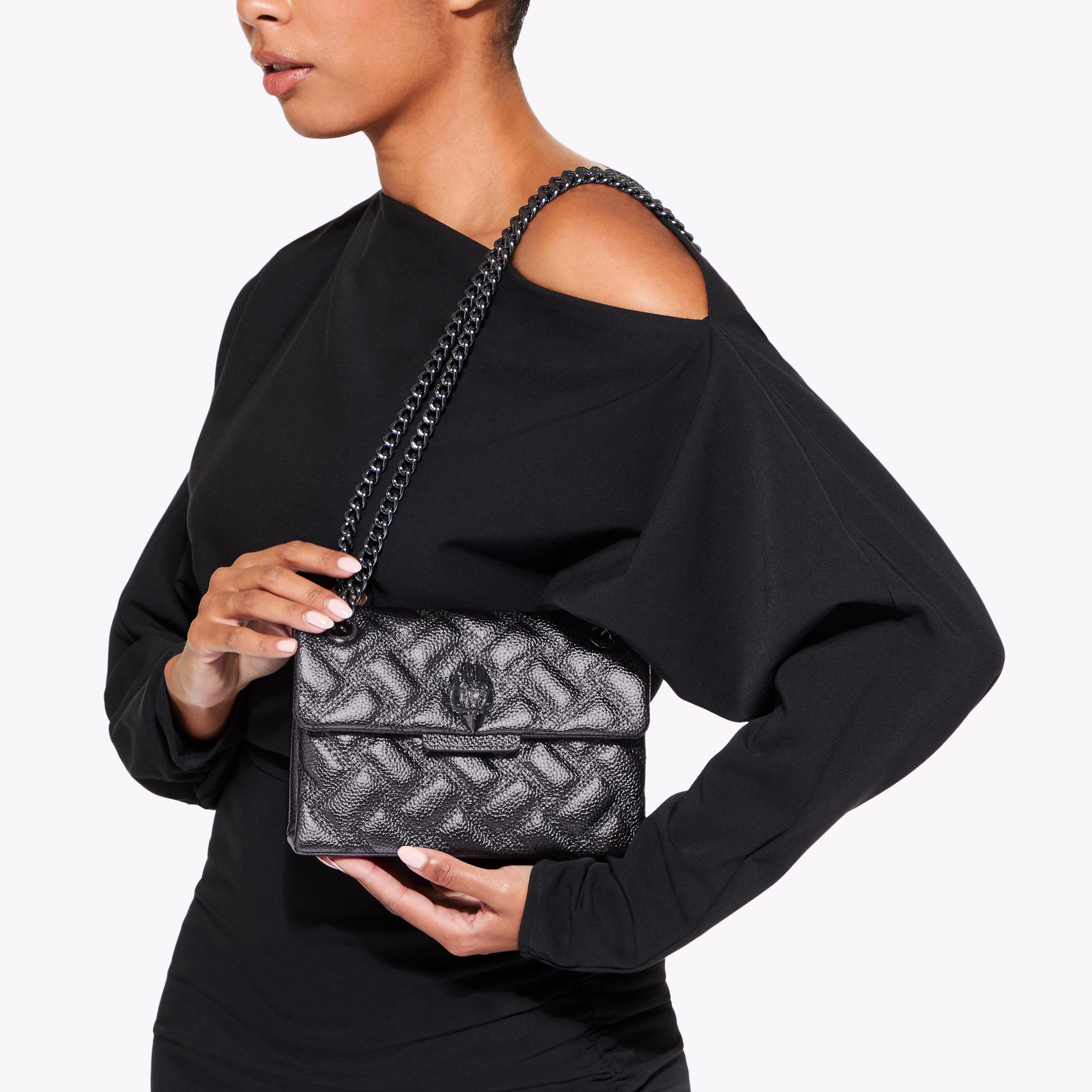 MINI KENSINGTON DRENCH Metallic Gunmetal Cross Body Bag by KURT GEIGER ...