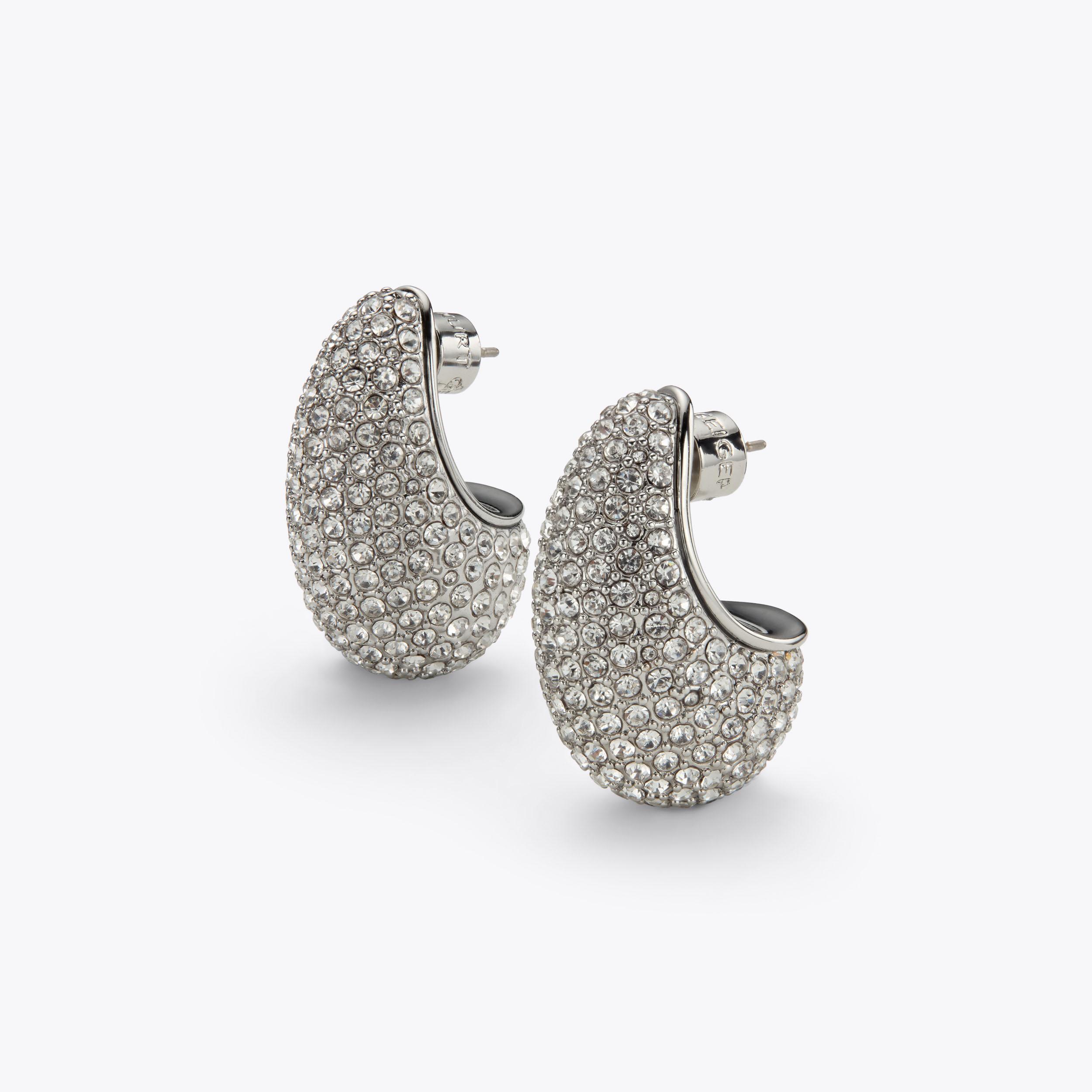 PAVE DOME EARRING Silver Crystal Earrings by KURT GEIGER LONDON