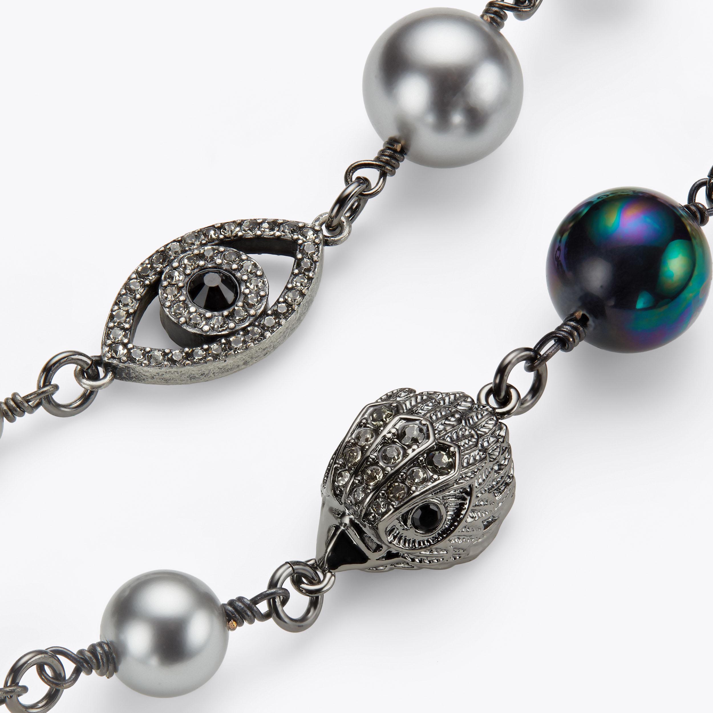 LONG PEARL NECKLACE Long Pearl Gunmetal Necklace by KURT GEIGER LONDON