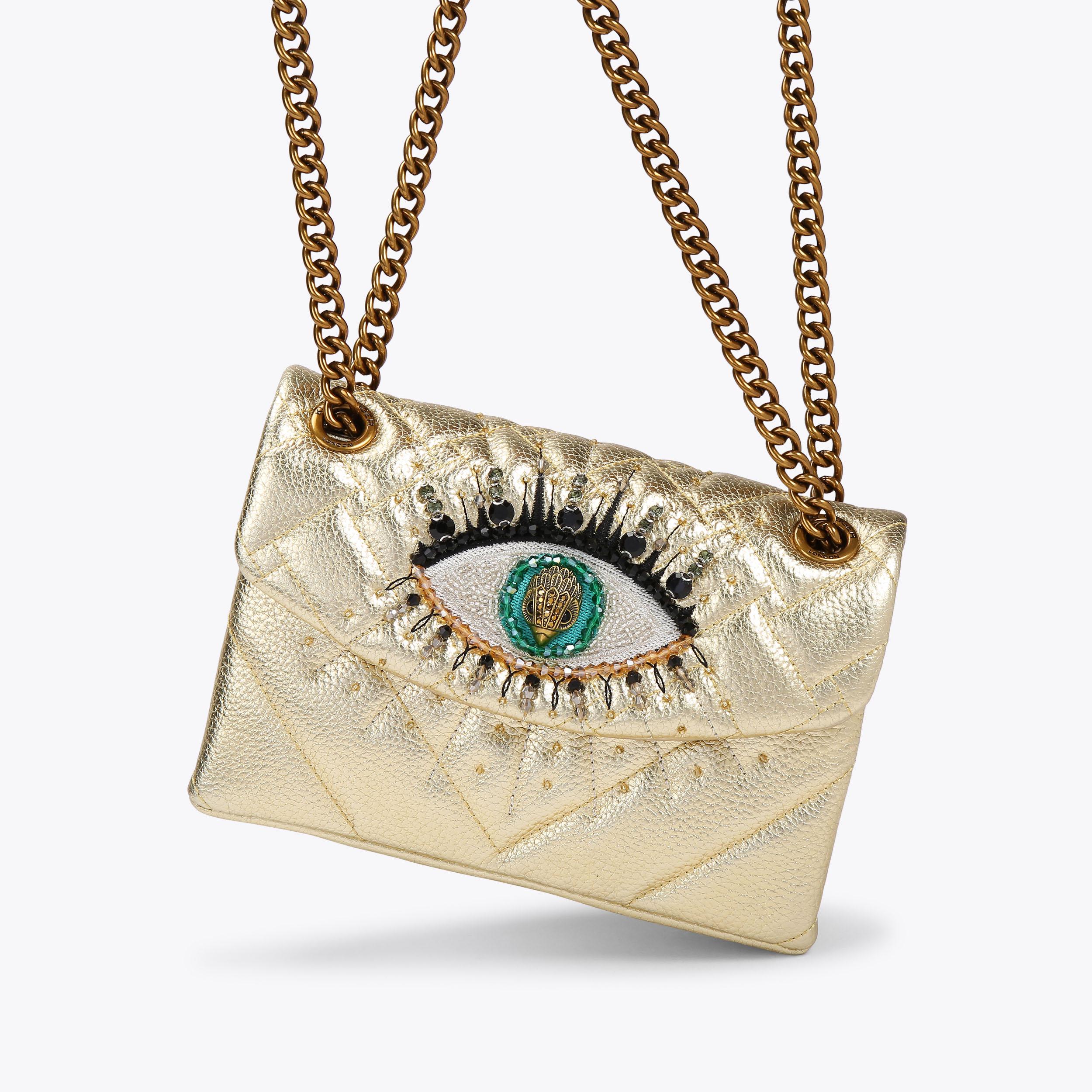 LTHR MINI KENSINGTON EYE Metallic Gold Quilted Leather Evil Eye Mini ...
