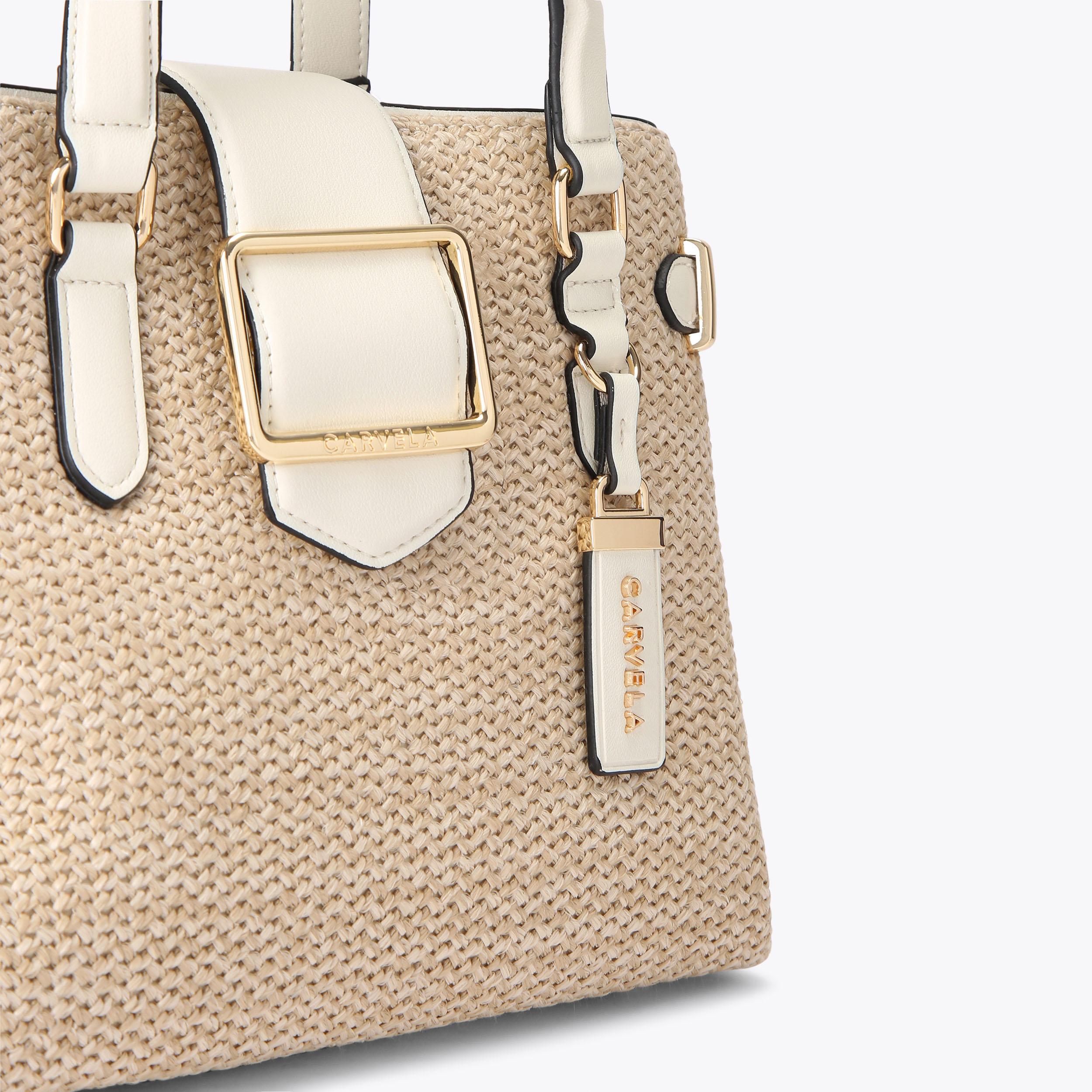 MIRCO MINDY Raffia Micro Tote Bag by CARVELA