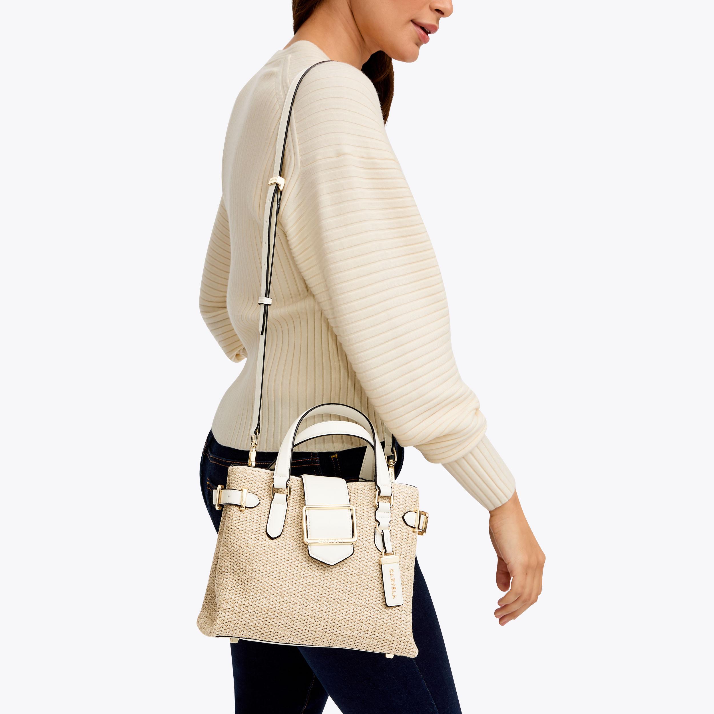 MIRCO MINDY Raffia Micro Tote Bag by CARVELA
