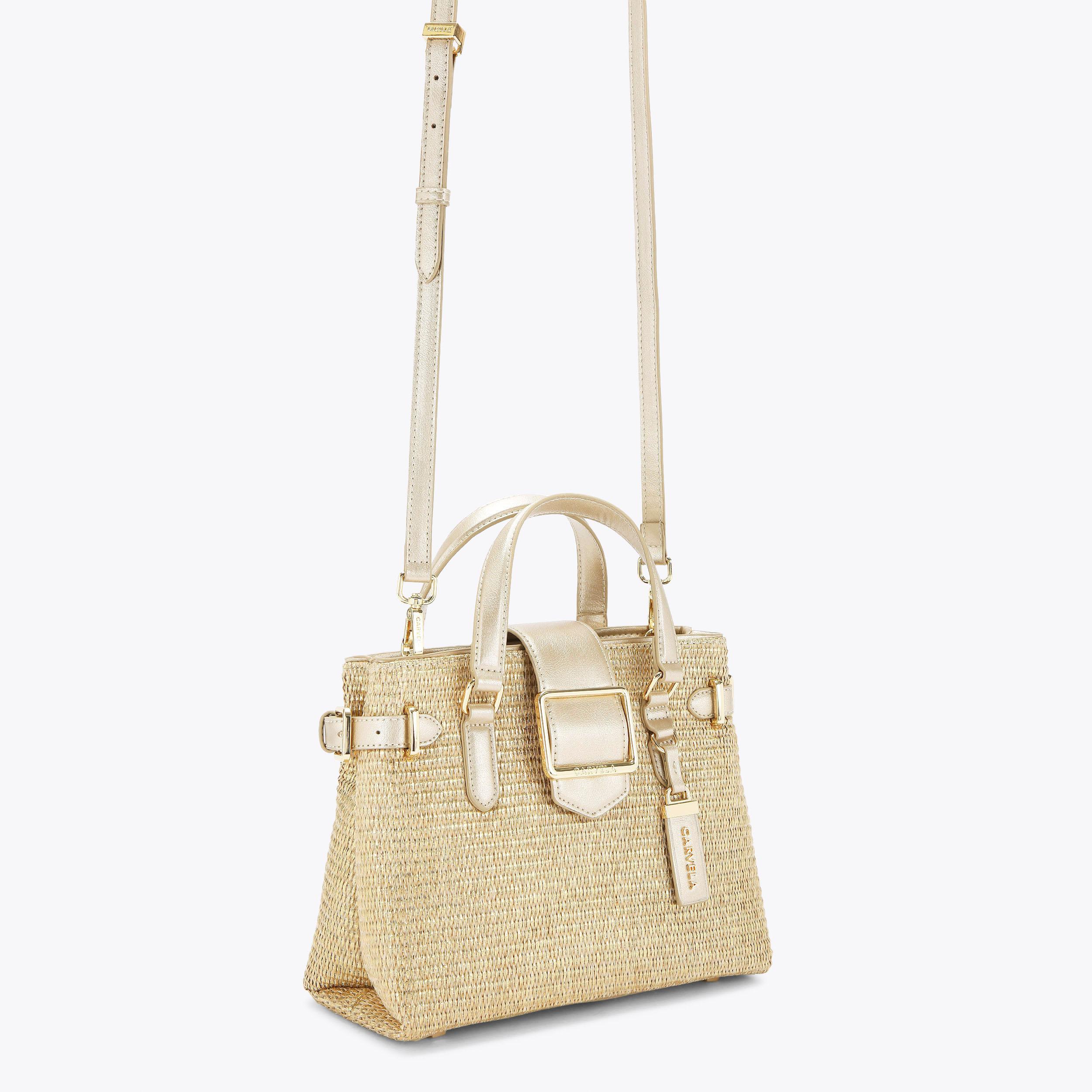 MIRCO MINDY Gold Raffia Tote Bag by CARVELA