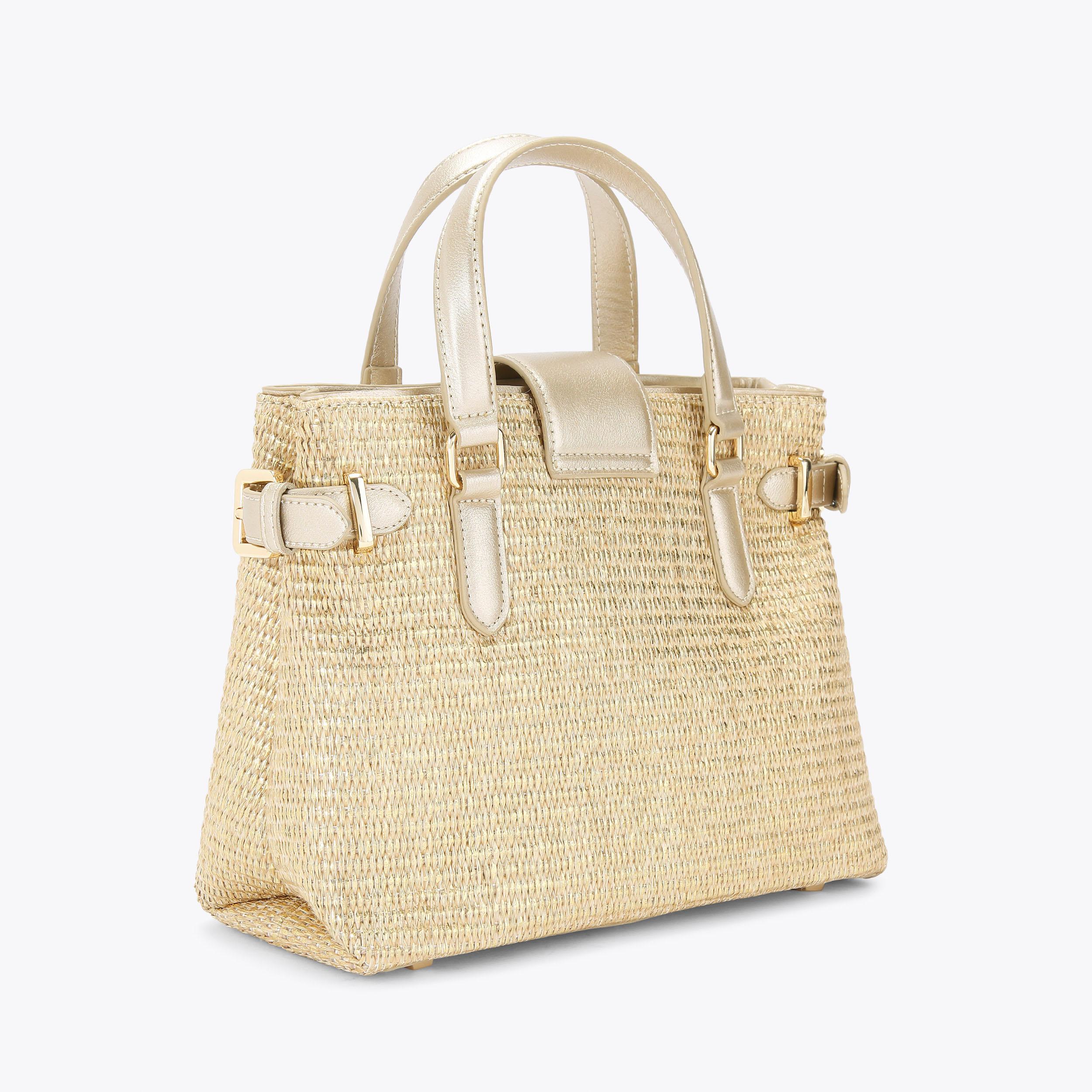 MIRCO MINDY Gold Raffia Tote Bag by CARVELA