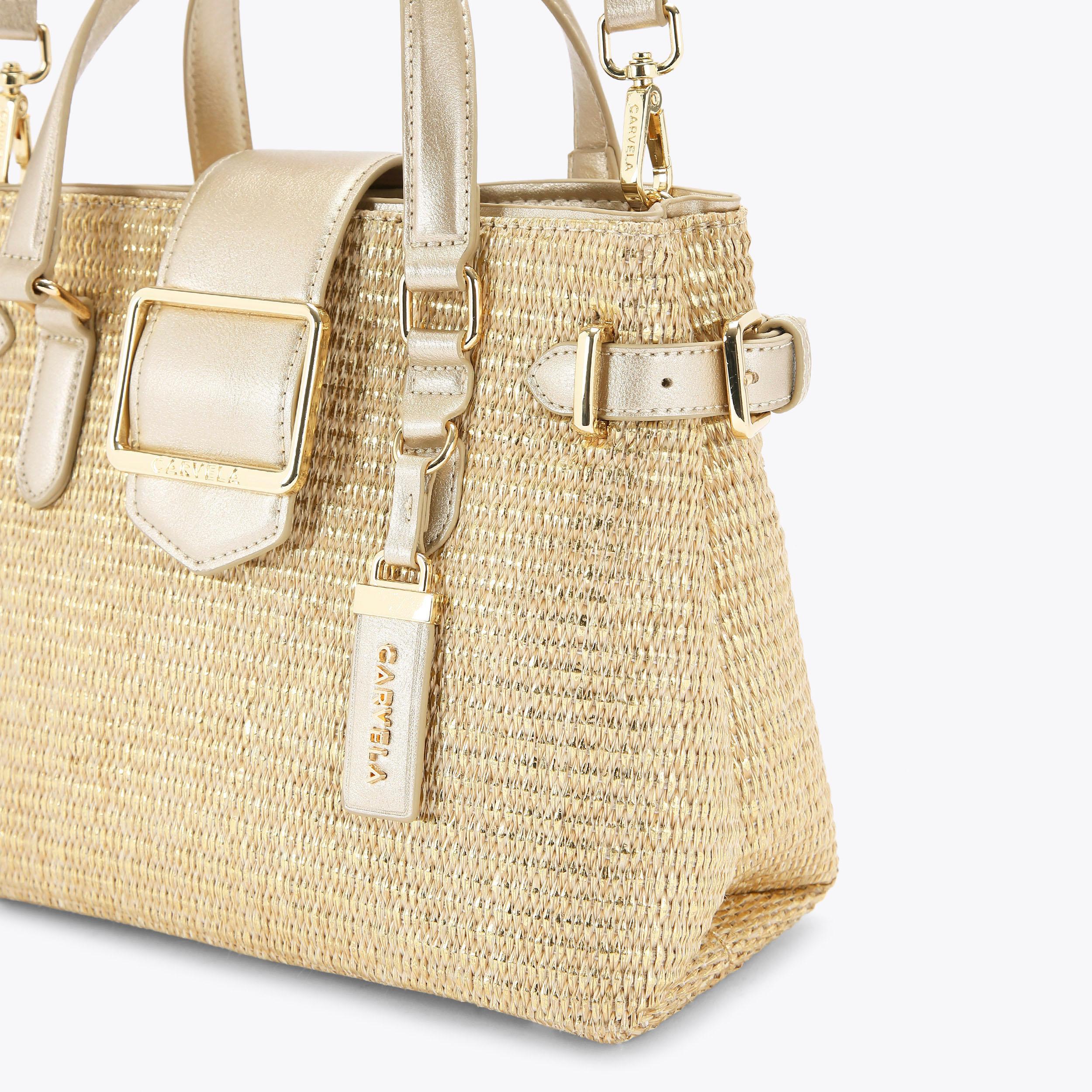 MIRCO MINDY Gold Raffia Tote Bag by CARVELA