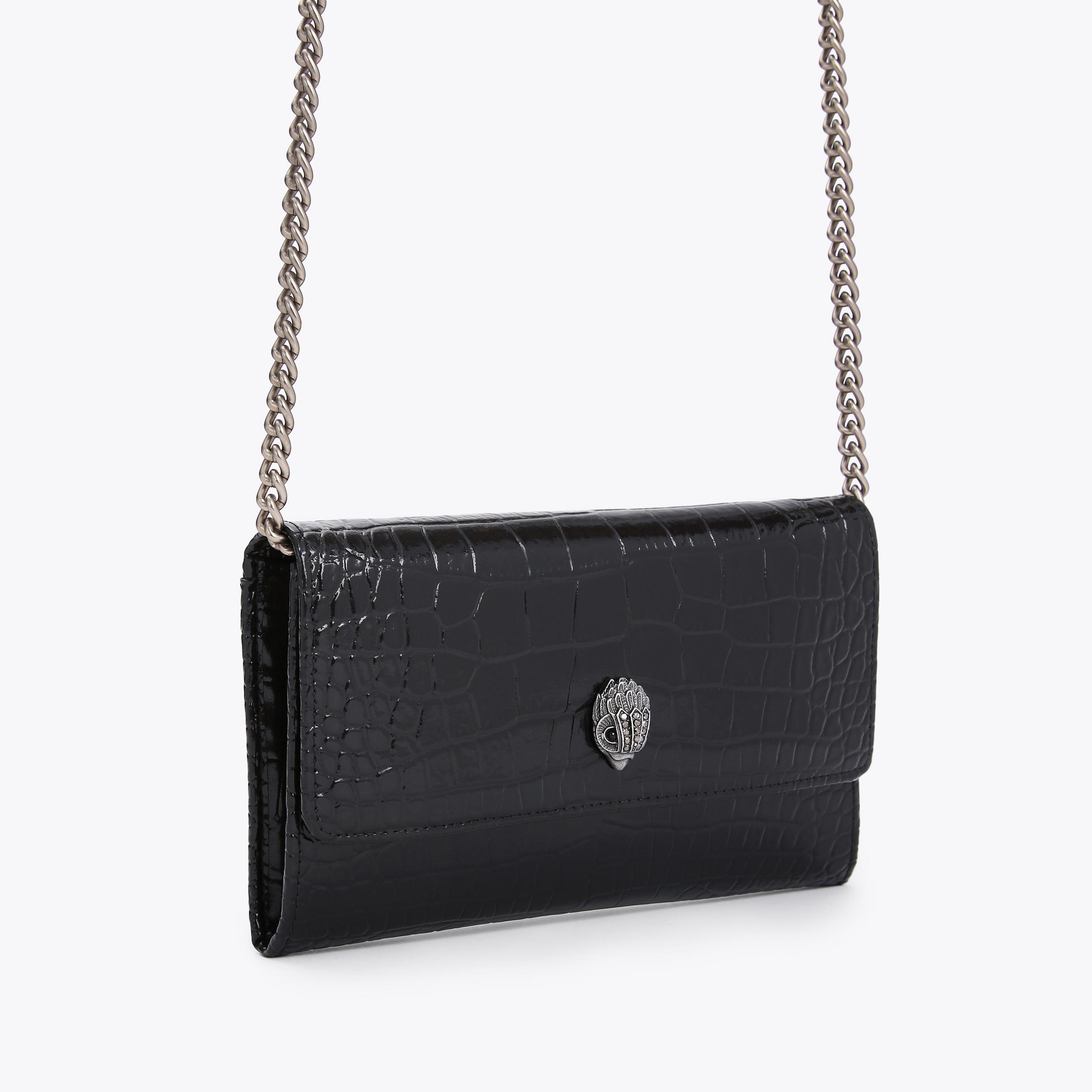 KENSINGTON CHAIN WALLET C Black Croc Effect Cross Body Bag by KURT ...