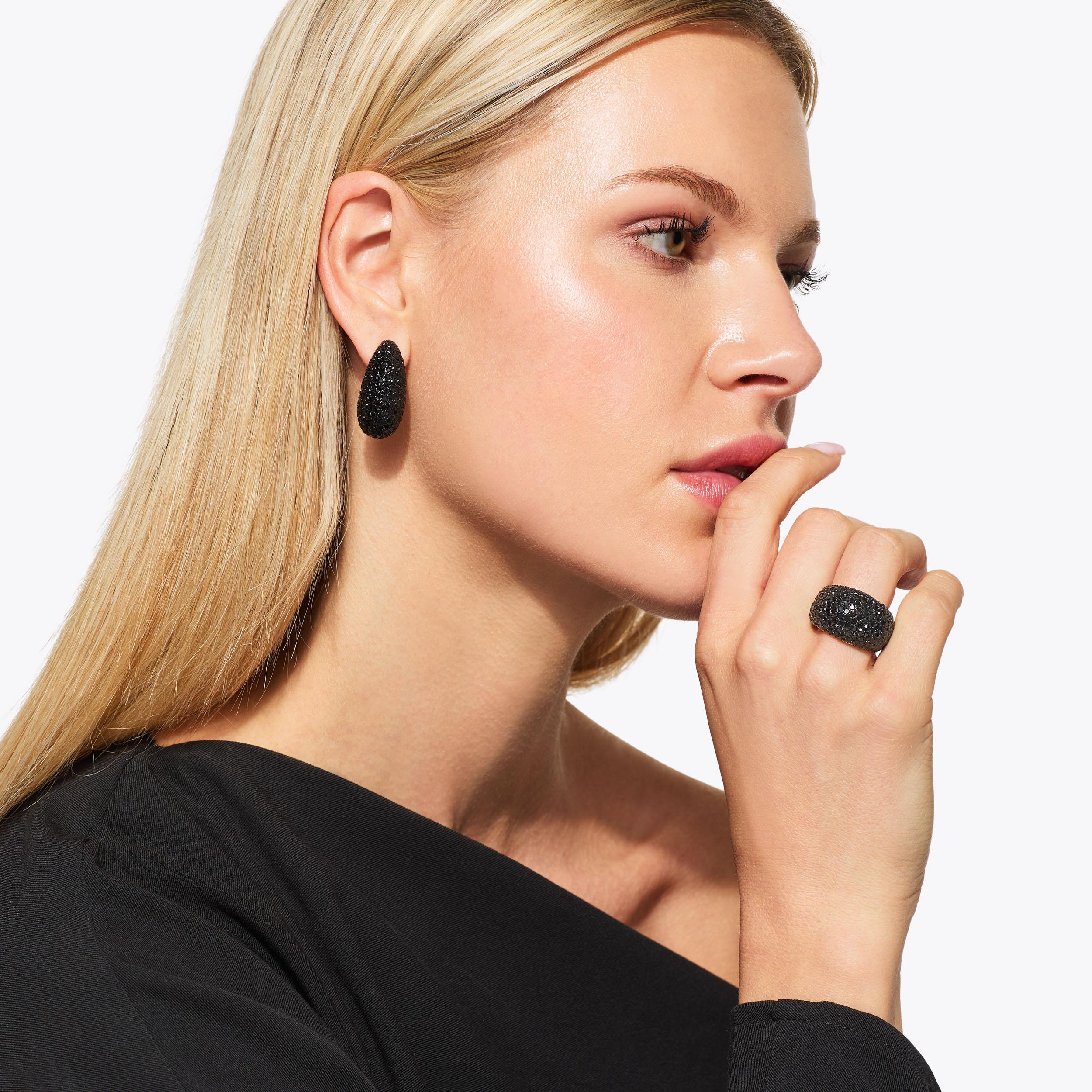 PAVE DOME RING Black Pink Dome Ring by KURT GEIGER LONDON