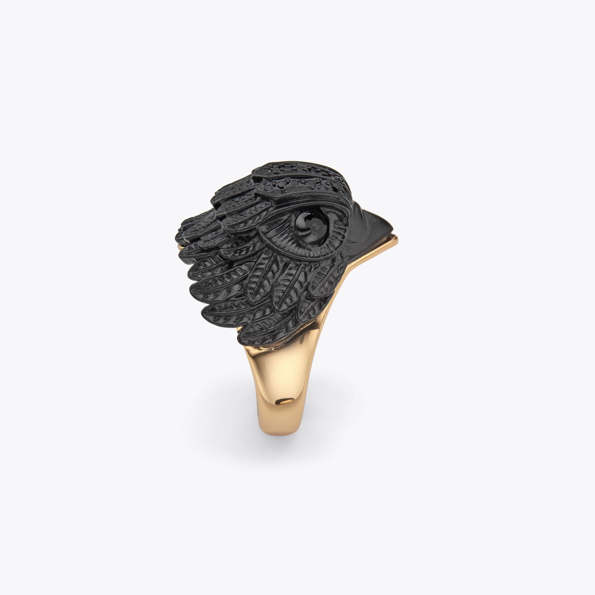SM PAVE EAGLE RING matte black eagle ring by KURT GEIGER LONDON