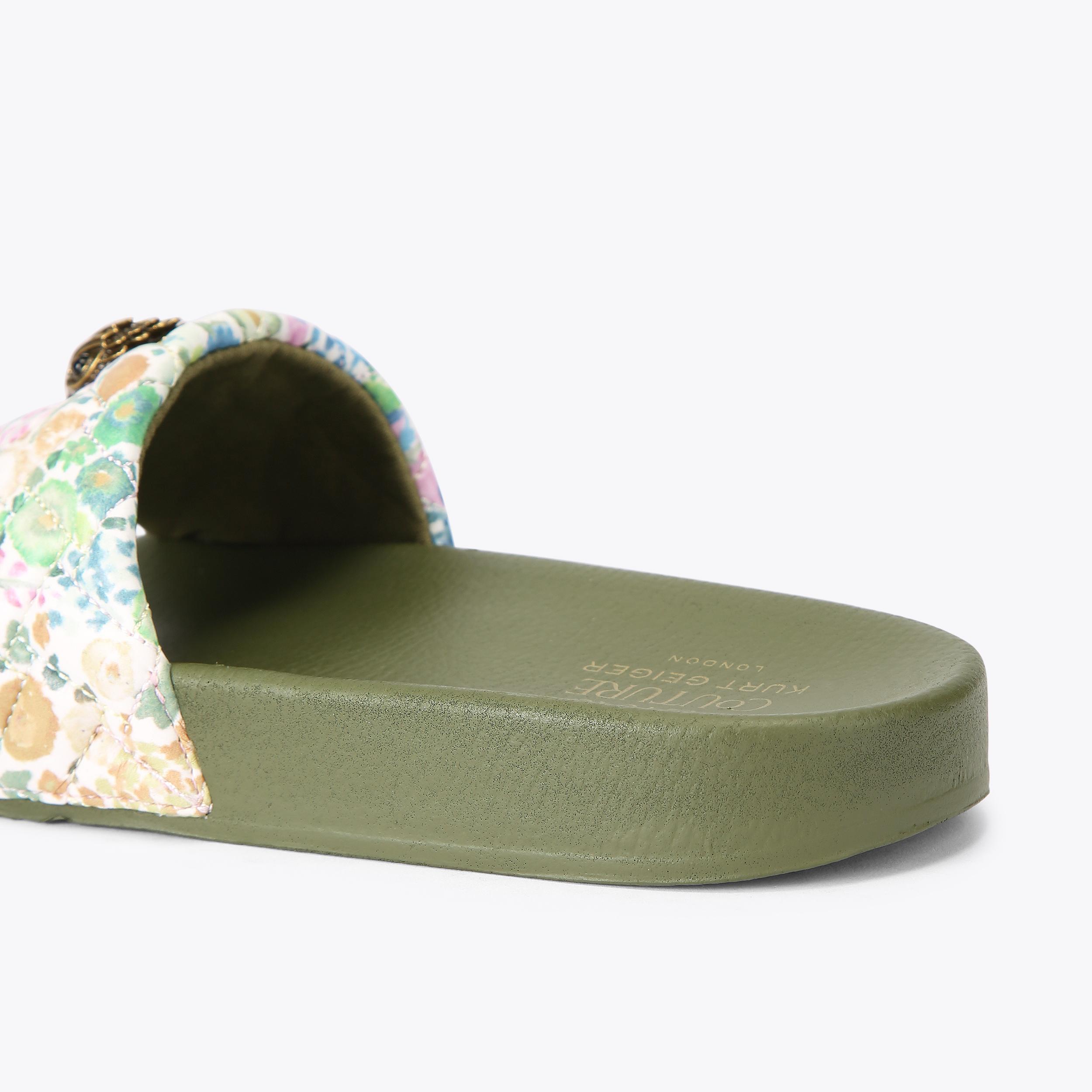 FC MEENA EAGLE Green Floral Slide On Sandals by KURT GEIGER LONDON