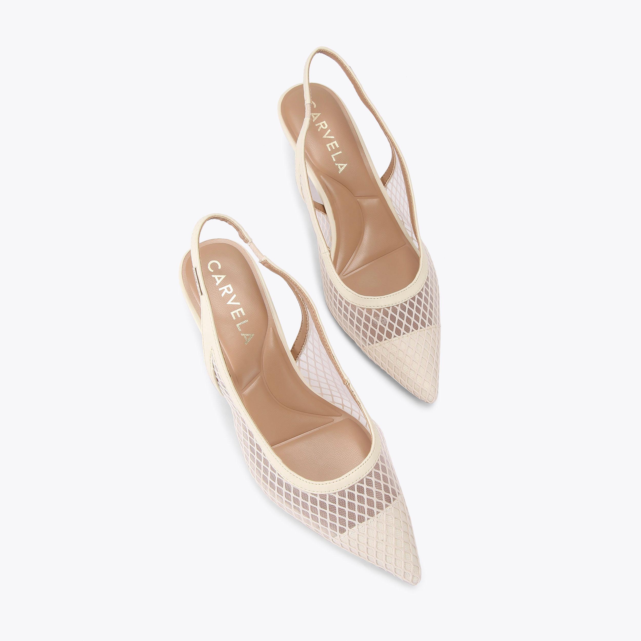 MUSE 60 Bone Kitten Slingback Heels by CARVELA