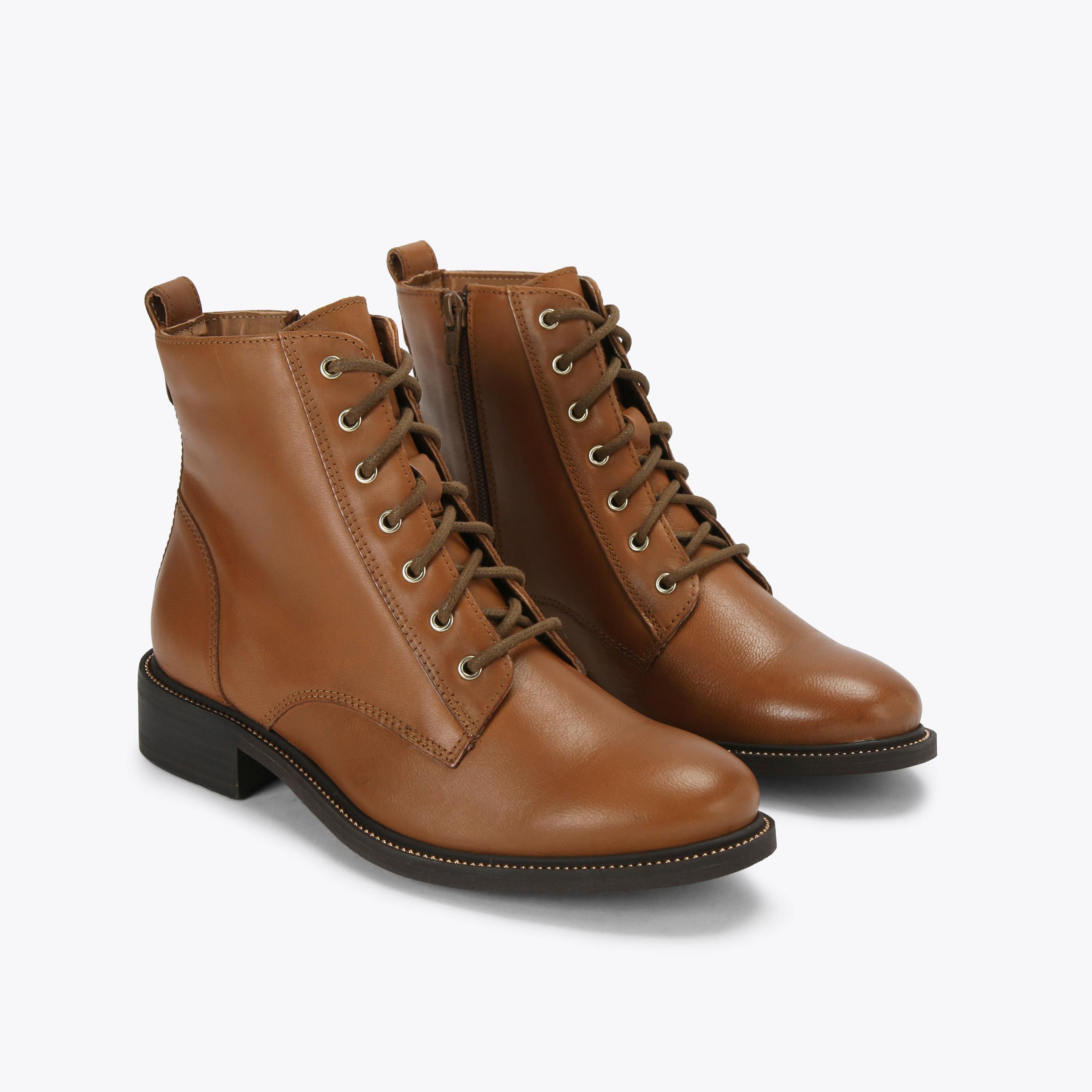 SPIKE Tan lace up leather boot by CARVELA