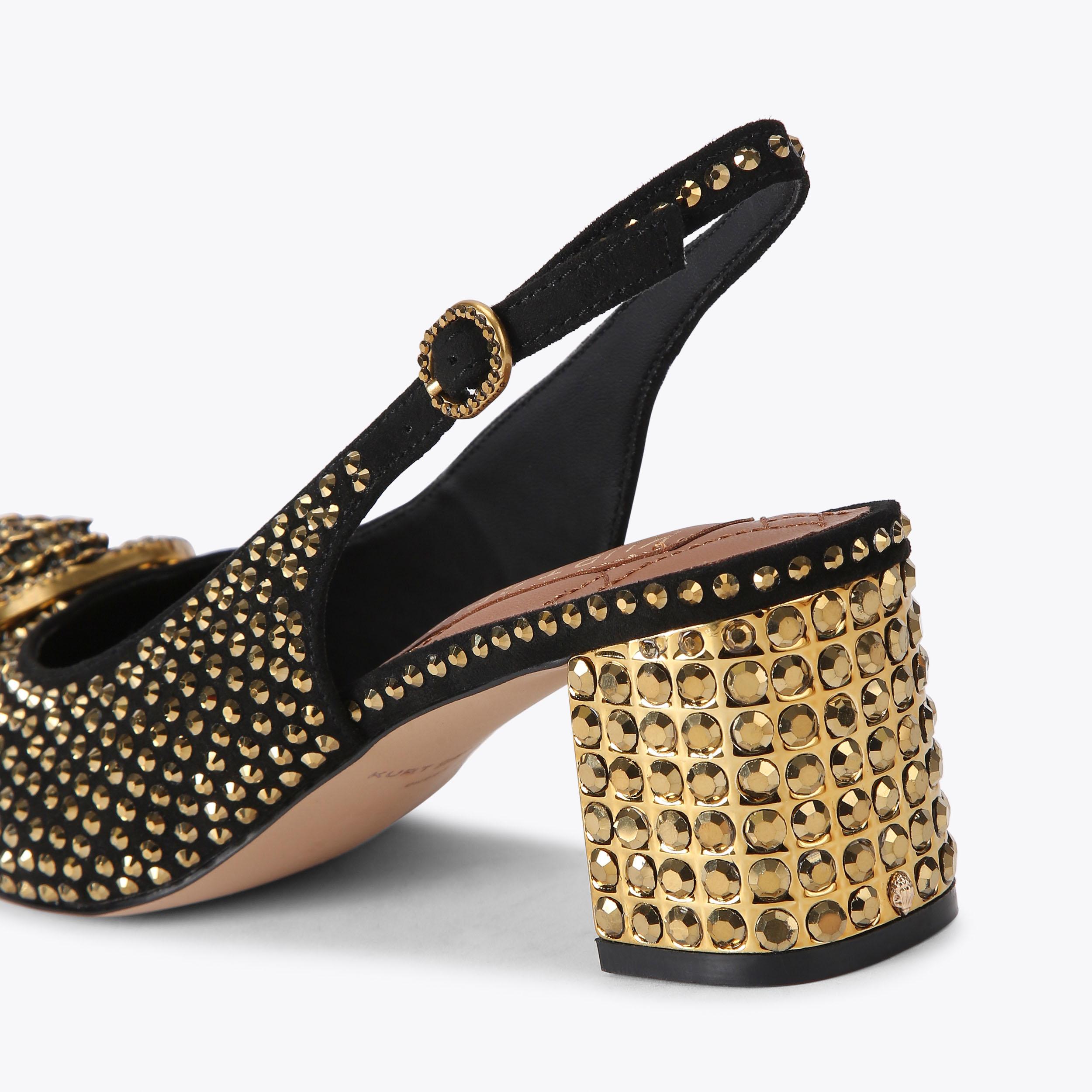 CHELSEA BLOCK SLINGBACK Black Suede Block Heel by KURT GEIGER LONDON