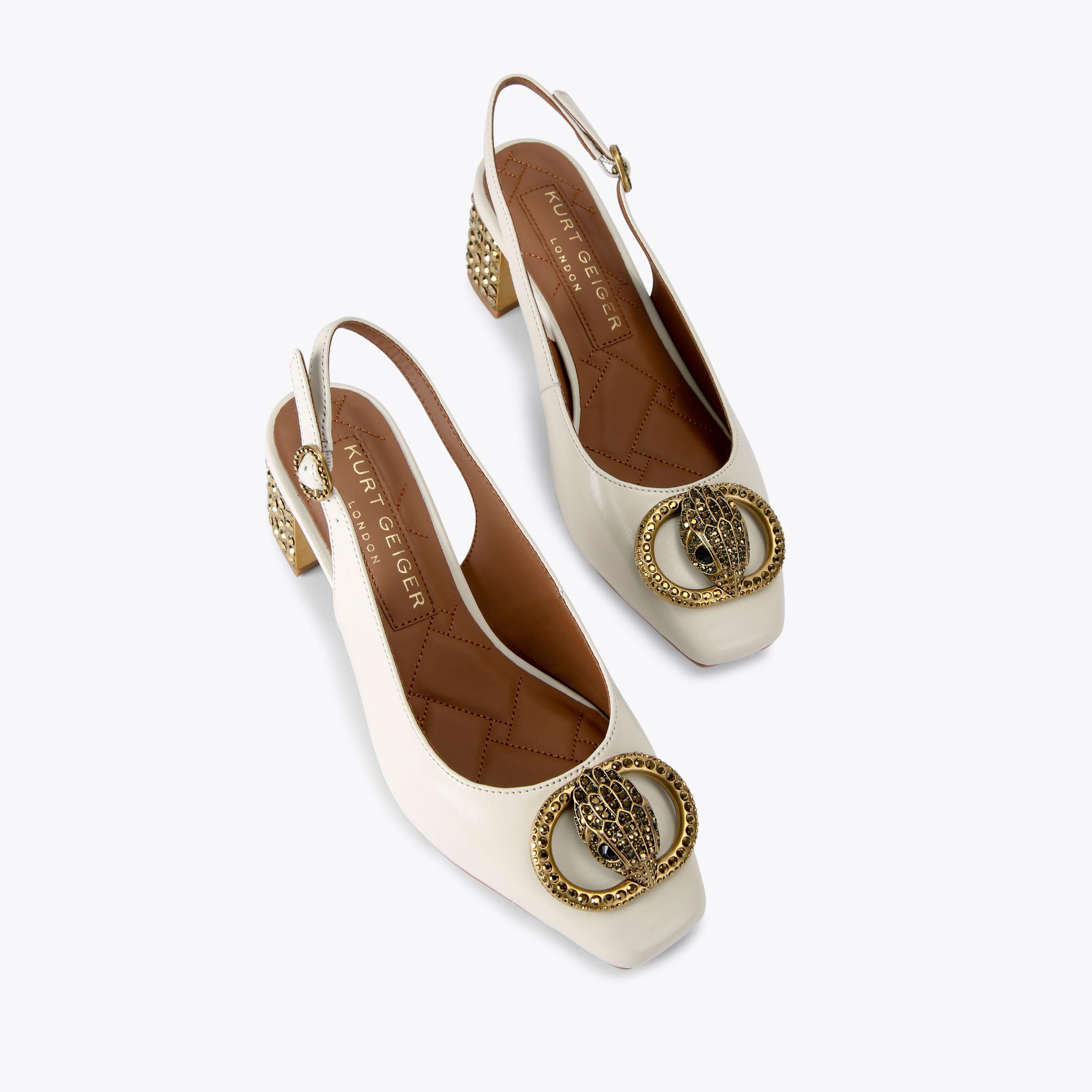 CHELSEA BLOCK SLINGBACK Bone Leather Block Heel by KURT GEIGER LONDON