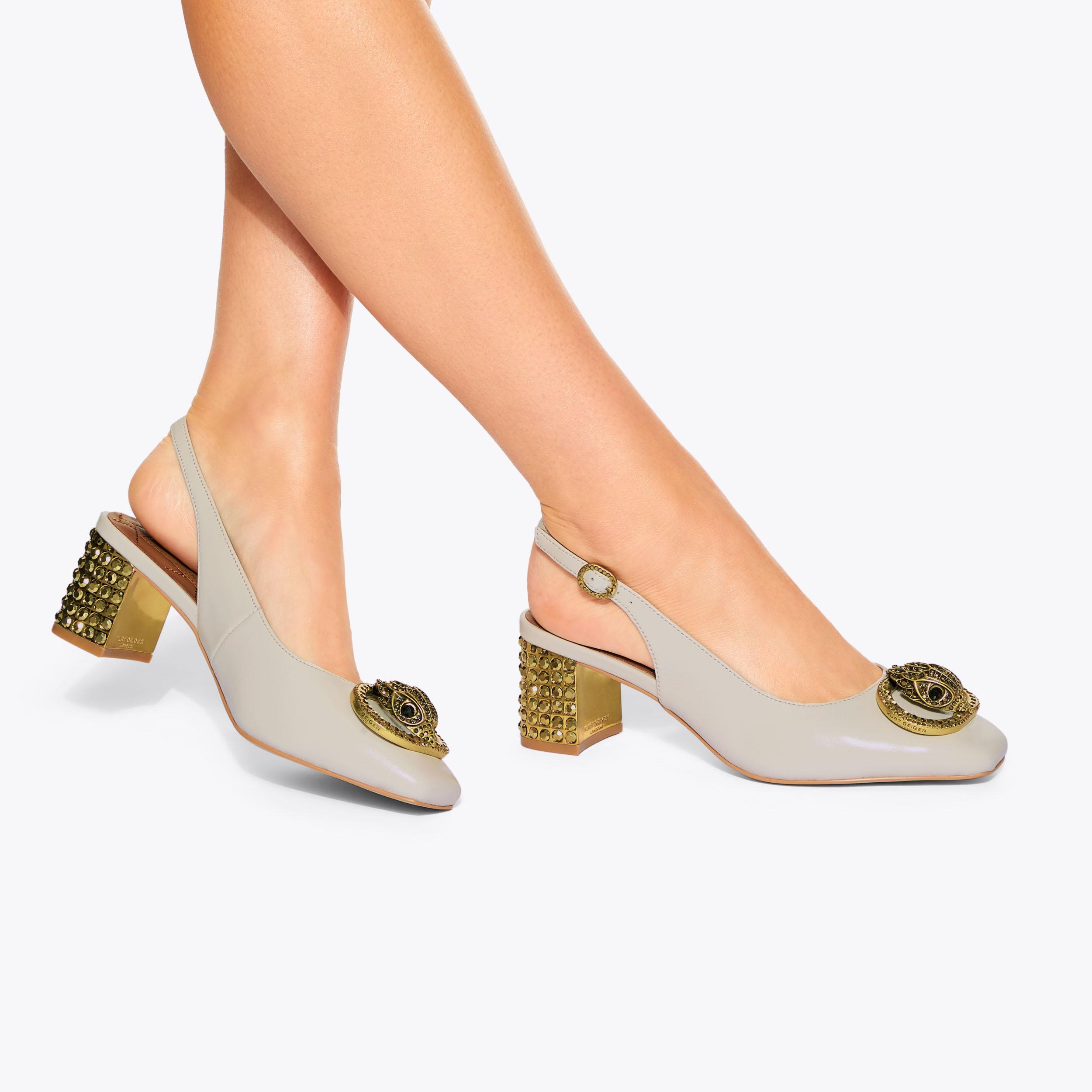 CHELSEA BLOCK SLINGBACK Bone Leather Block Heel by KURT GEIGER LONDON