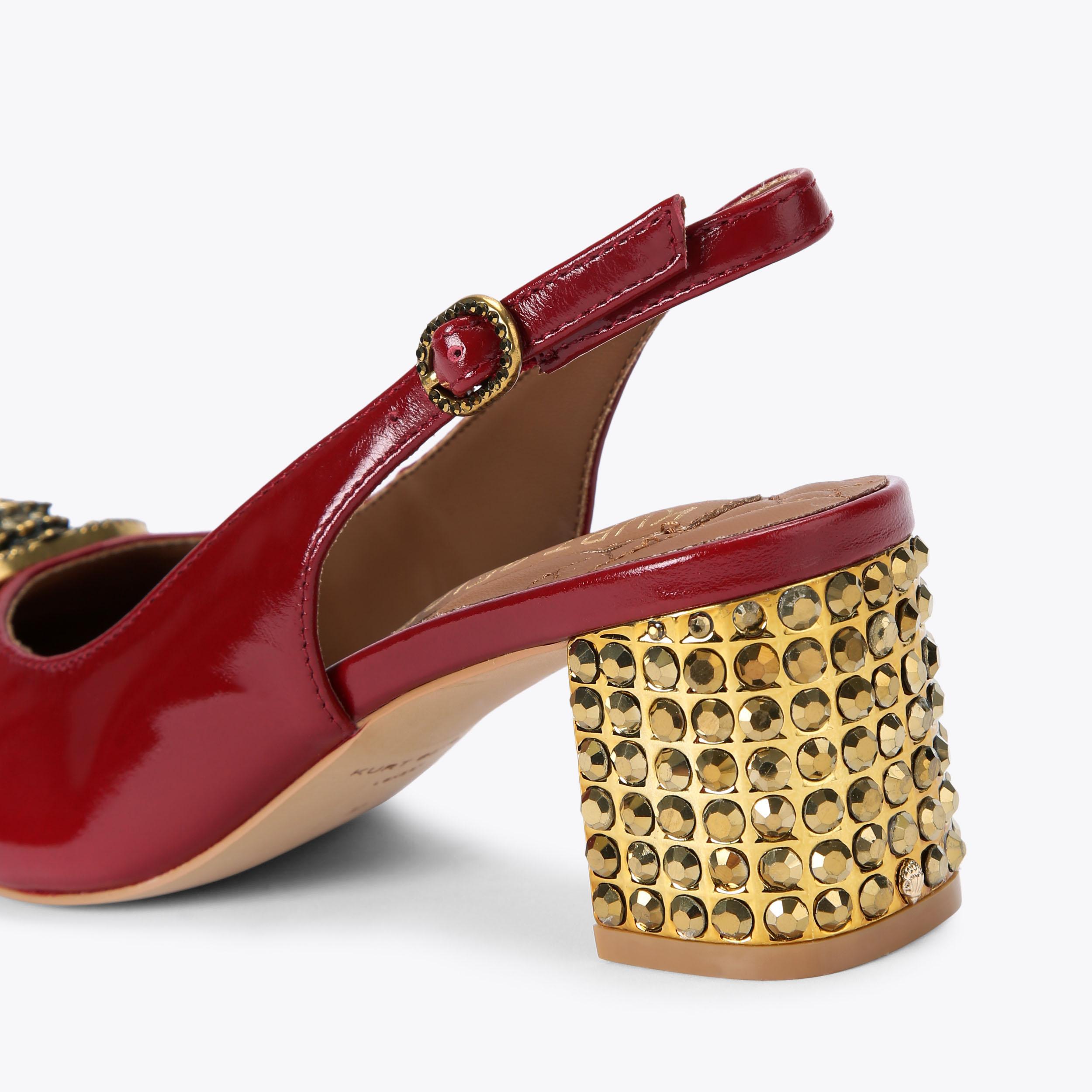 CHELSEA BLOCK SLINGBACK Red Patent Block Heel by KURT GEIGER LONDON
