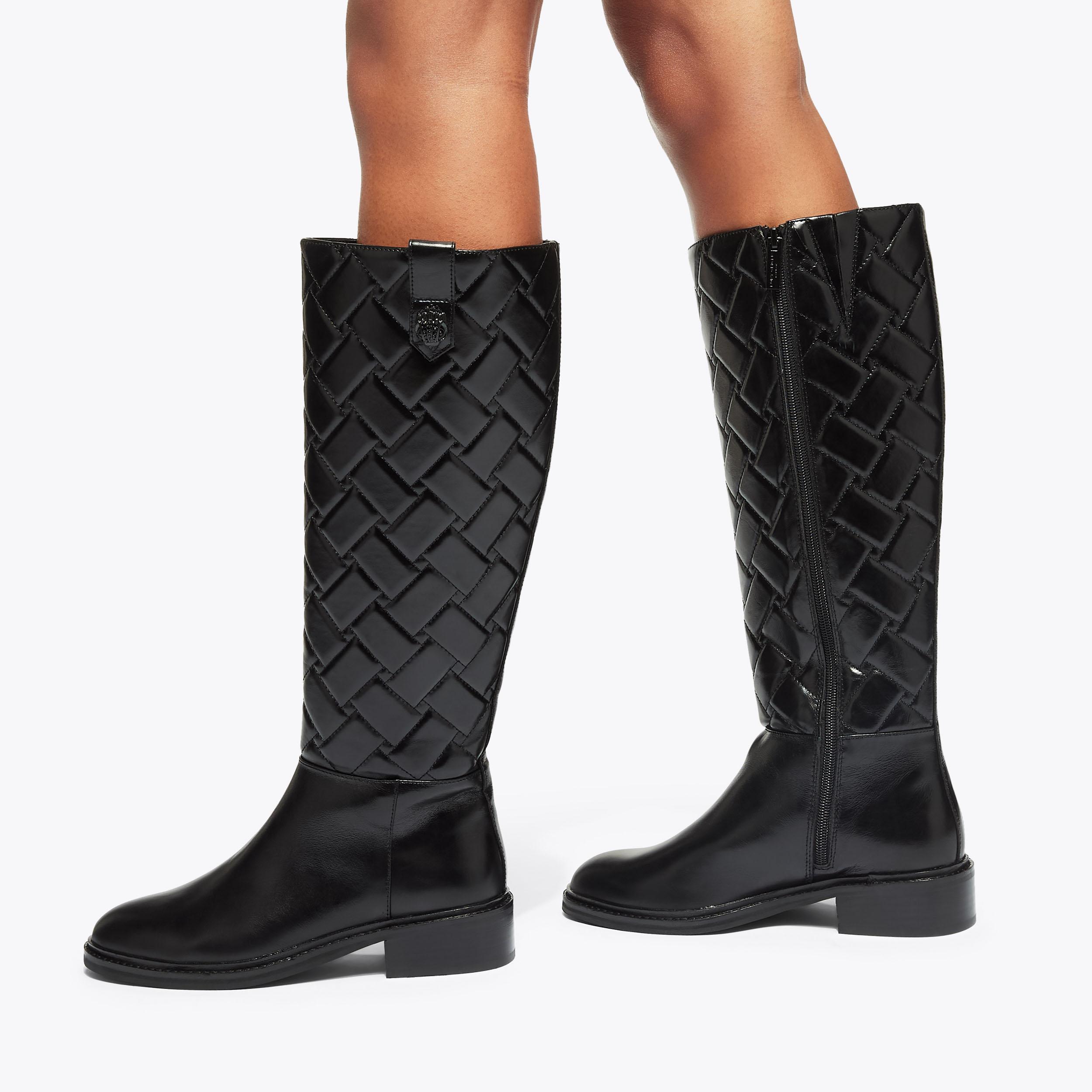 KENSINGTON QUILT HIGH LEG Black Quilted Leather Knee High Boot by KURT ...