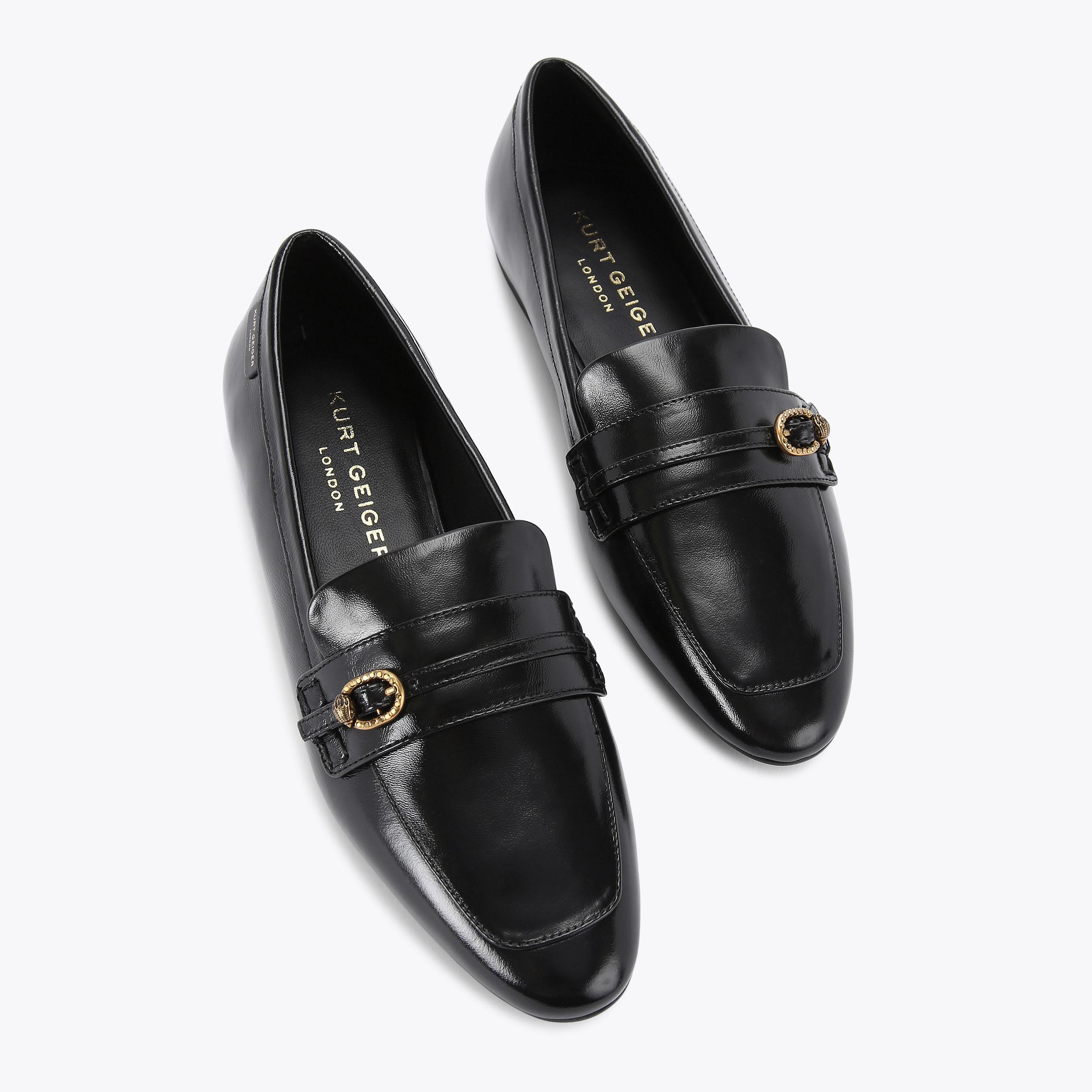 MAYFAIR SLIM SQ LOAFER Black Leather Slip On Loafer by KURT GEIGER LONDON