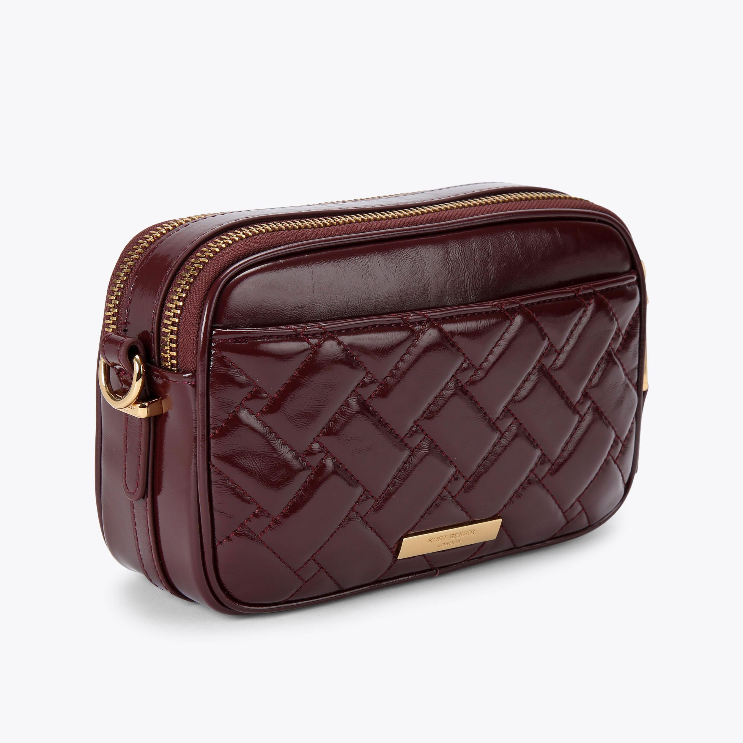 2ZIP KENSINGTON CAMERA E Wine Patent Camera Bag by KURT GEIGER LONDON
