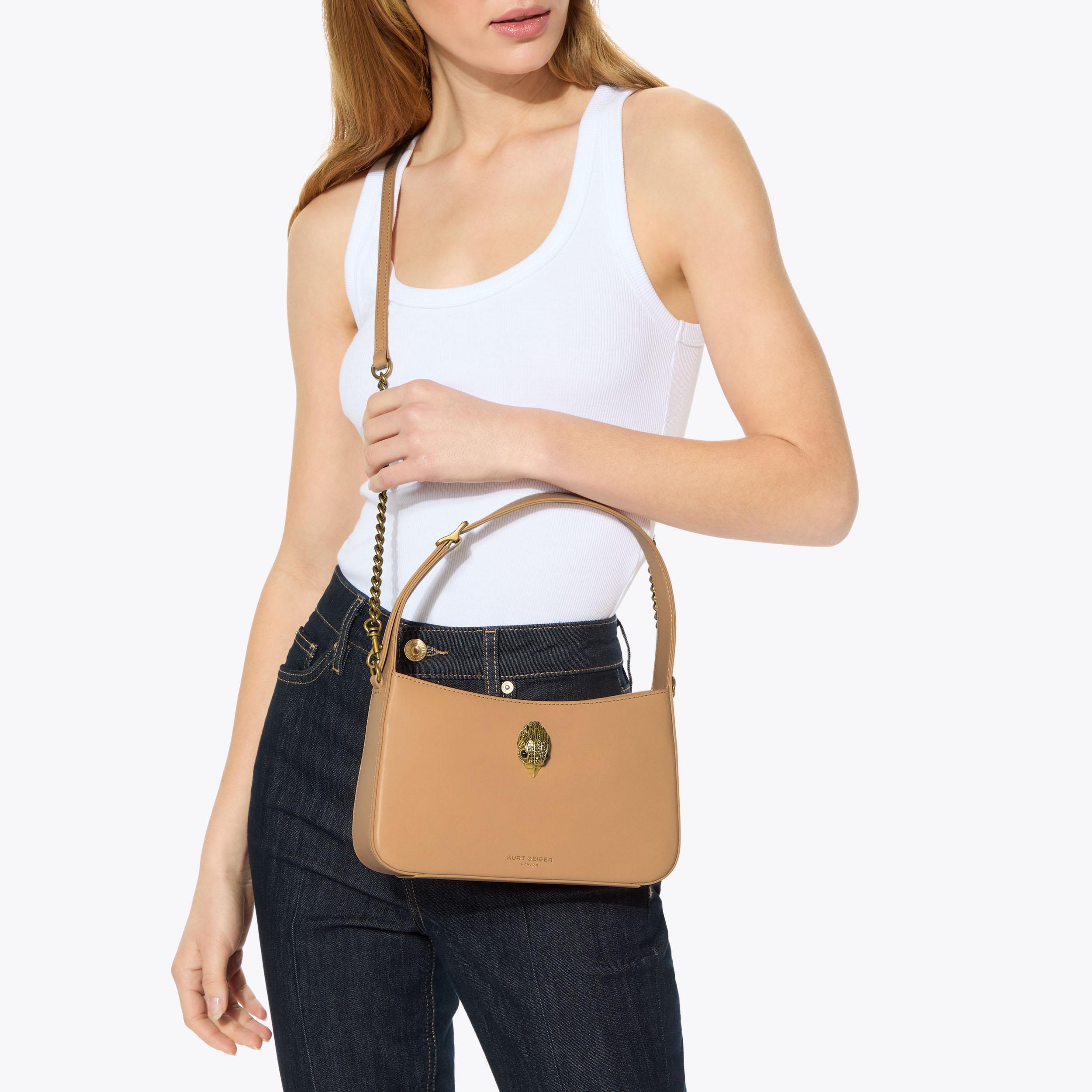 BOND SHOULDER BAG Taupe Leather Shoulder Bag by KURT GEIGER LONDON