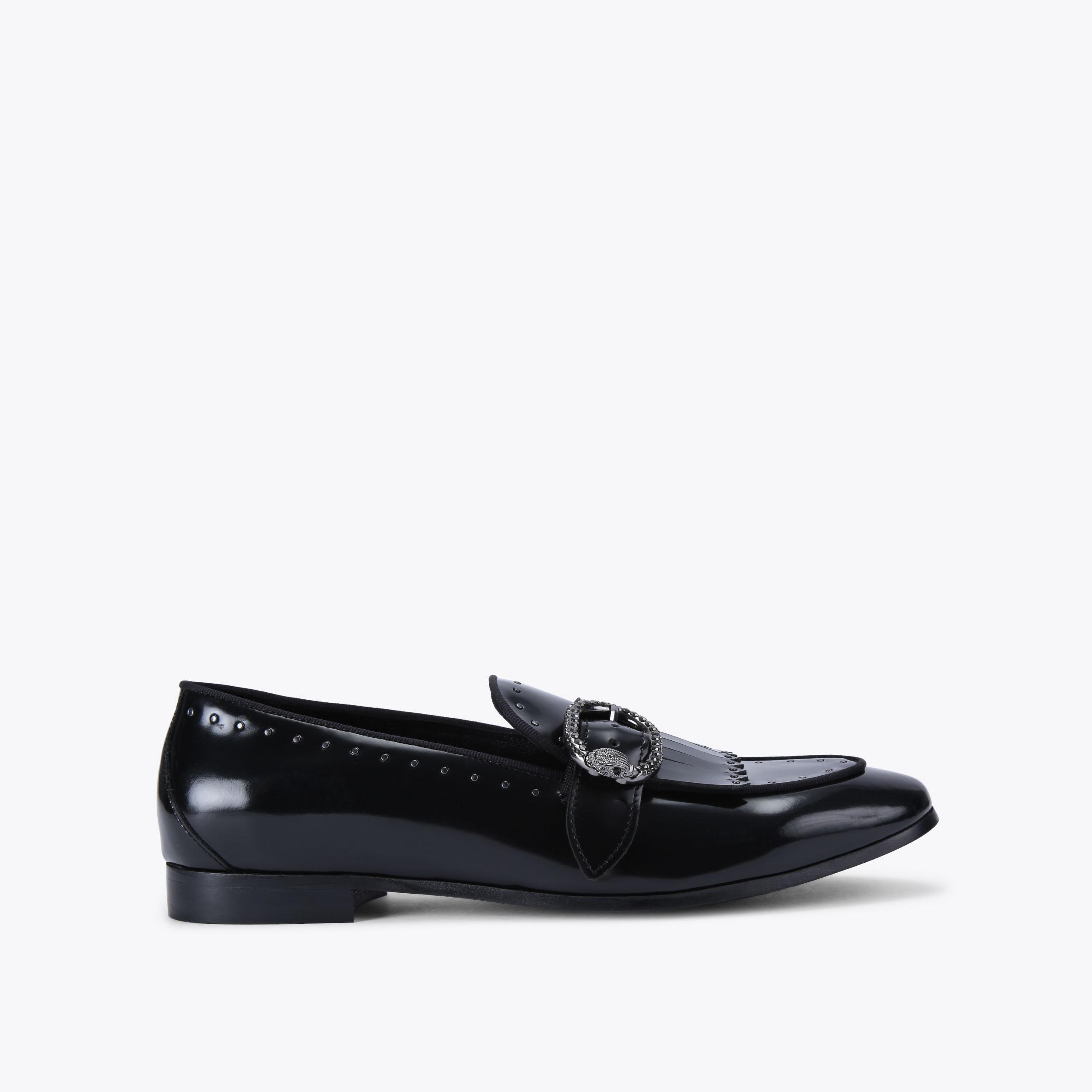 ALBANY BUCKLE LOAFER Black Patent Slip On Loafer by KURT GEIGER LONDON