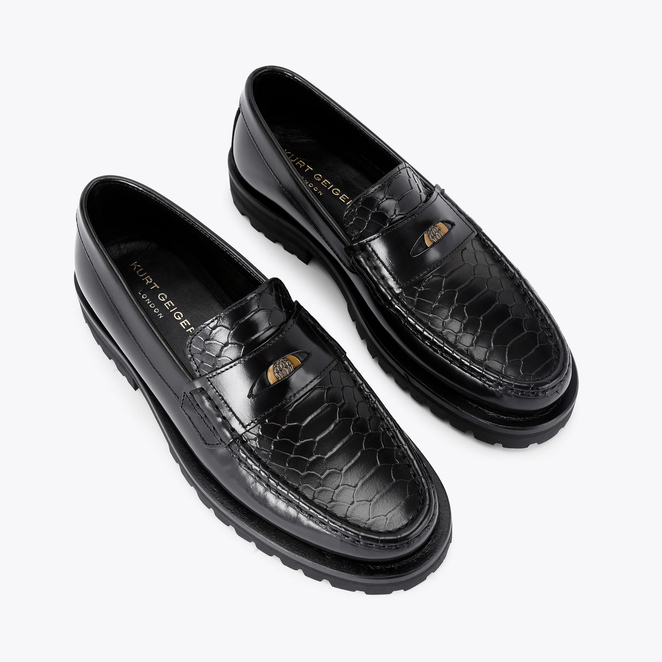LUIS CLEAT LOAFER Black Snake Loafer by KURT GEIGER LONDON