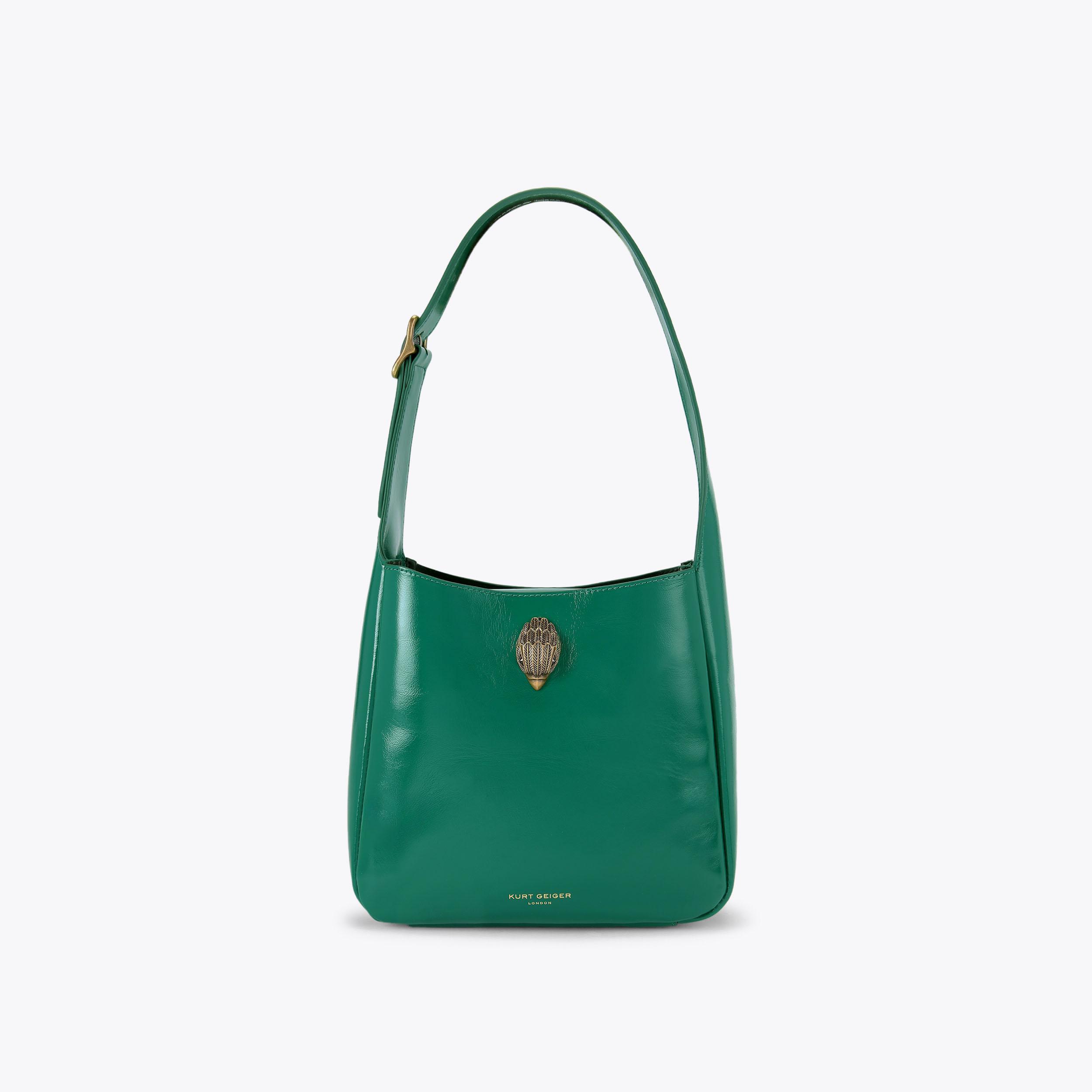 SMALL BOND HOBO Green Leather Hobo Shoulder Purse by KURT GEIGER LONDON