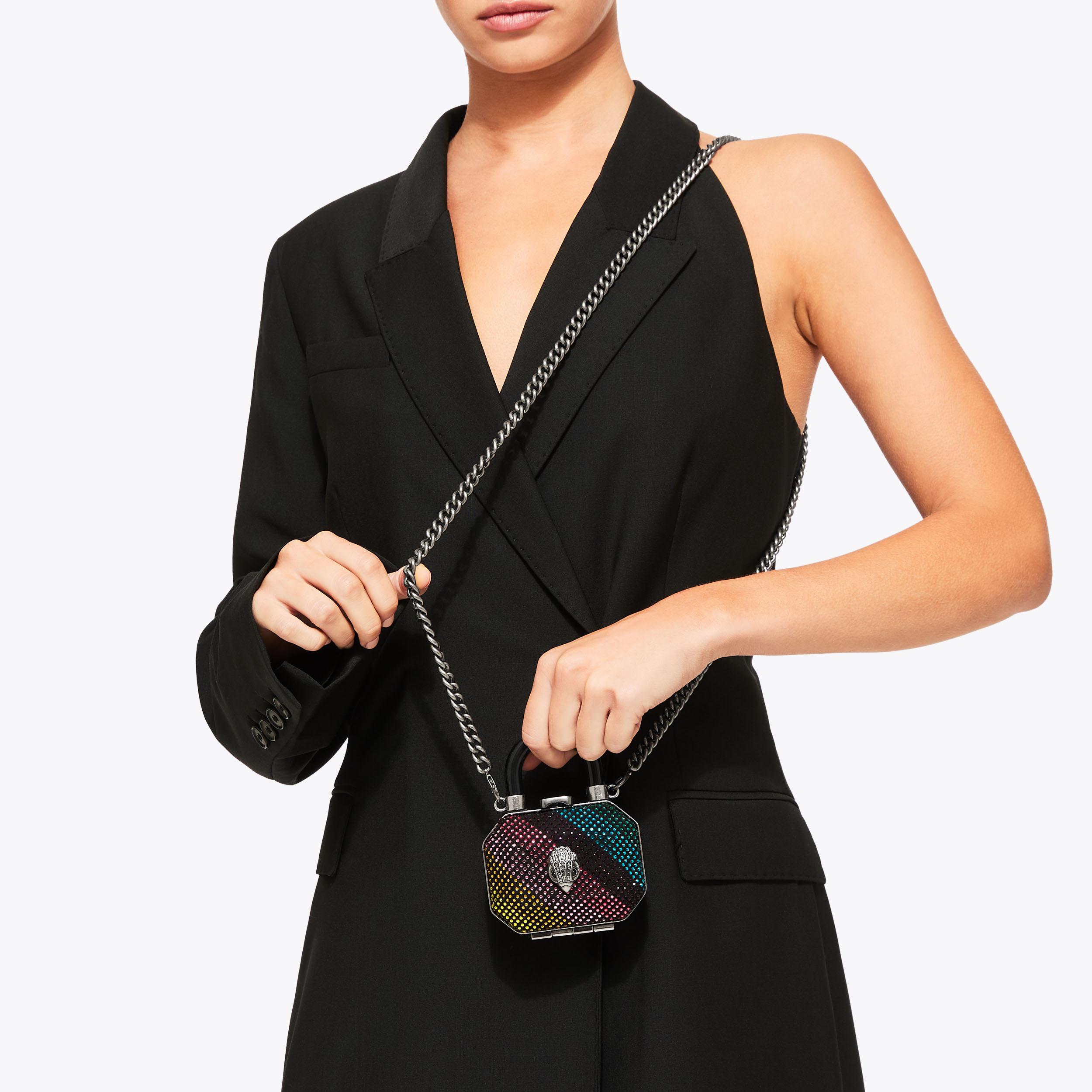 MICRO TOP HANDLE Rainbow Crystals Clutch Bag by KURT GEIGER LONDON