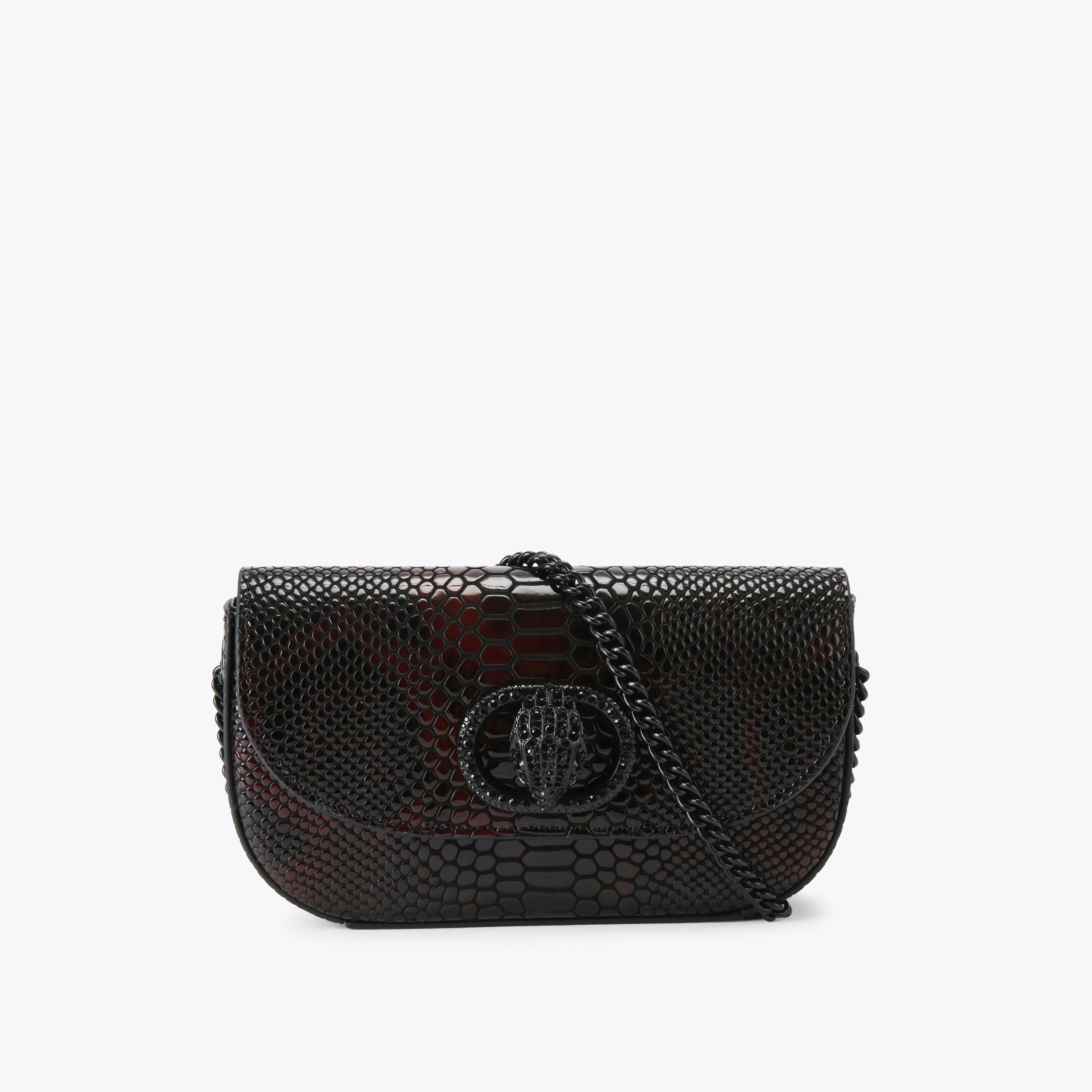 SM CHELSEA XBODY Brown Lizard Cross Body Bag by KURT GEIGER LONDON