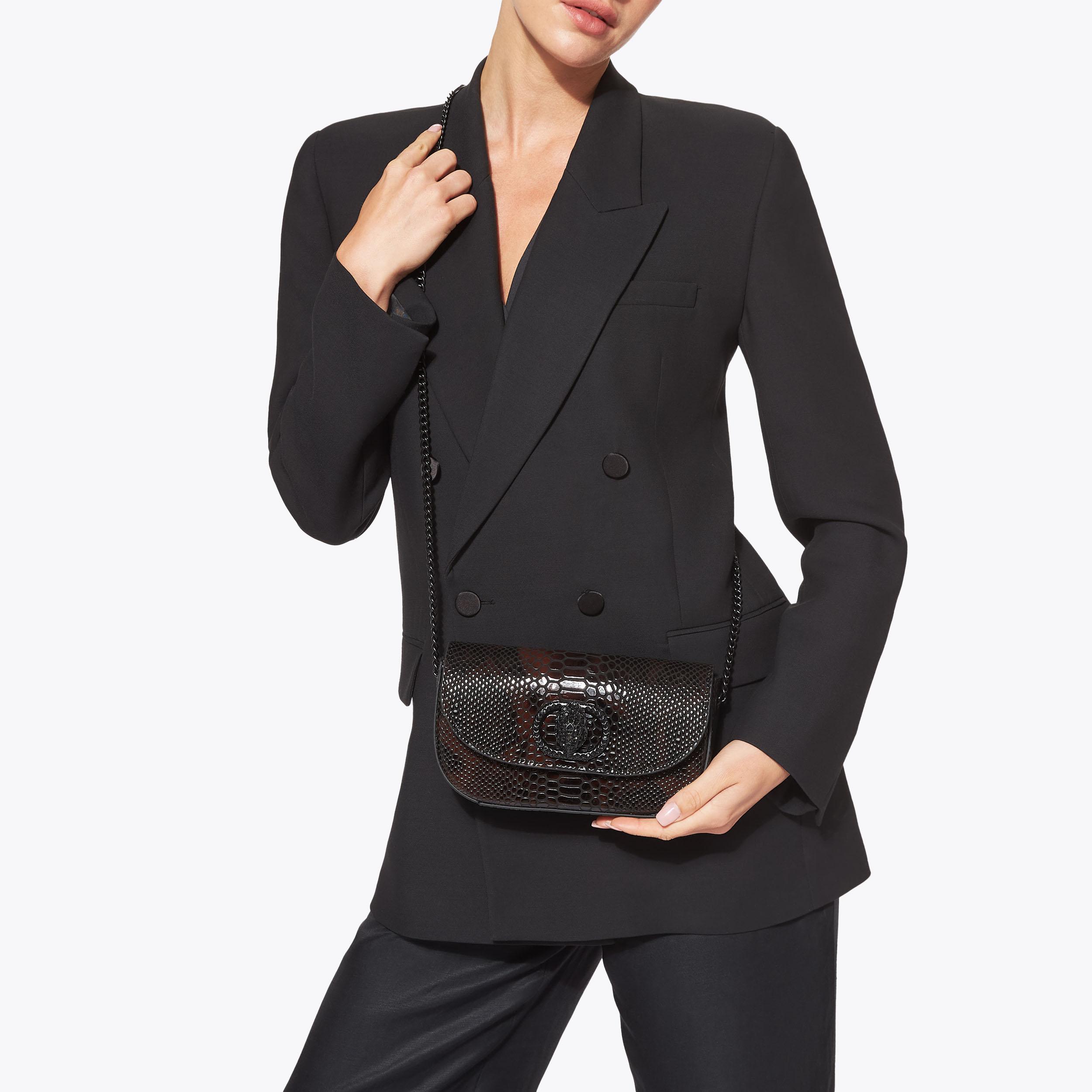 SM CHELSEA XBODY Brown Lizard Cross Body Bag by KURT GEIGER LONDON