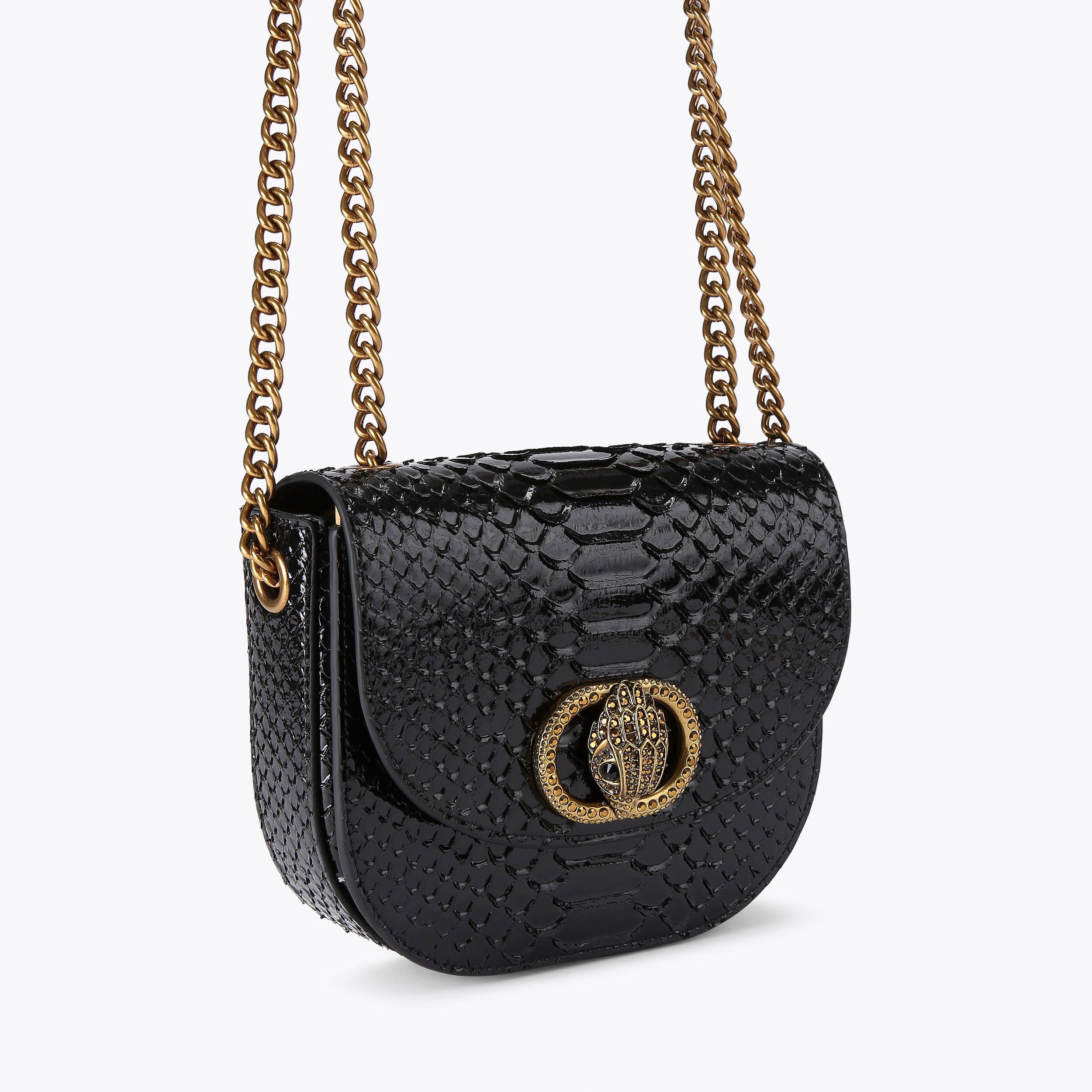 CHELSEA SADDLE BAG Black Lizard Saddle Bag by KURT GEIGER LONDON