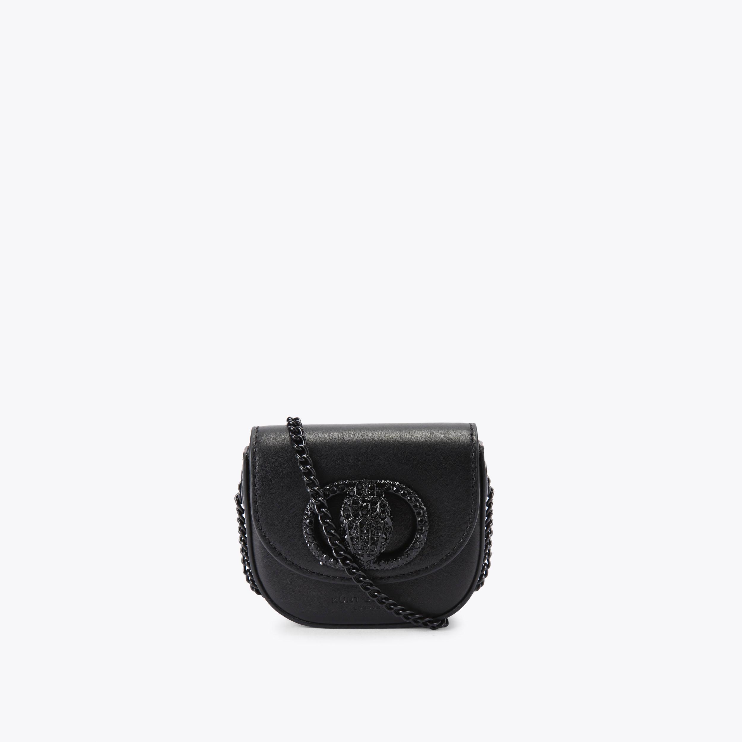 MICRO CHELSEA SADDLE DR Black Leather Micro Bag by KURT GEIGER LONDON