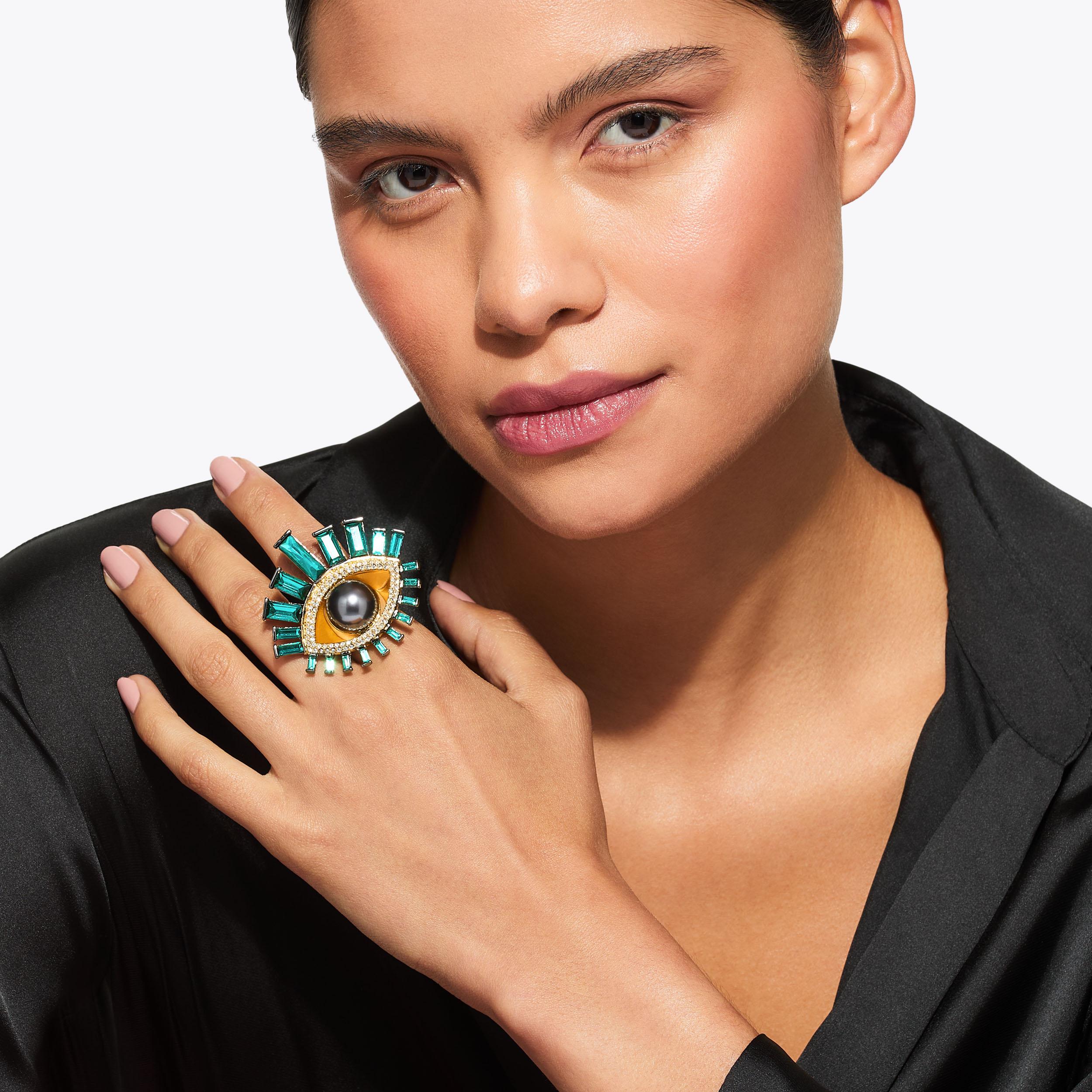 LG PAVE EYE COCKTAIL RING Evil Eye Ring by KURT GEIGER LONDON