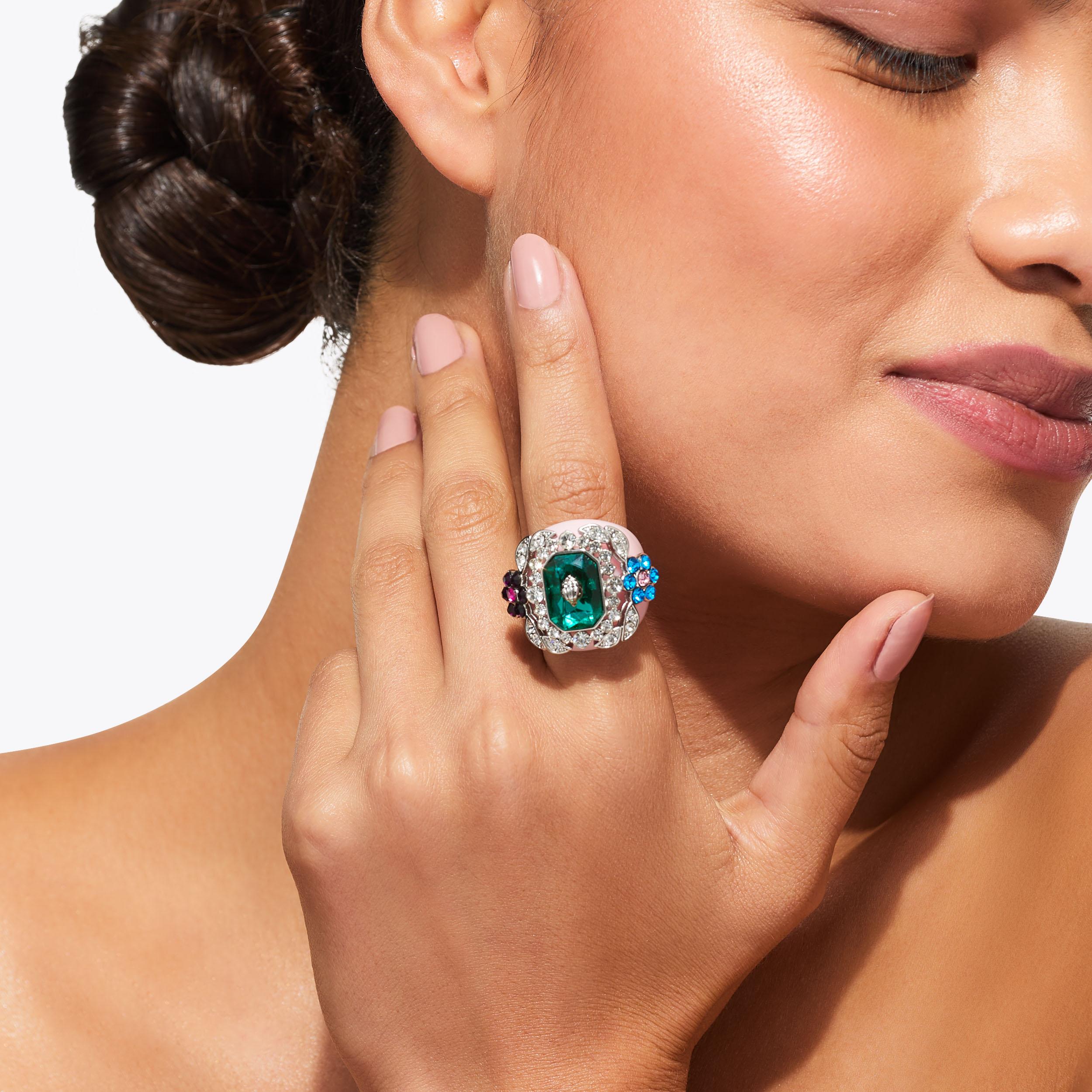 LG MIXED RESIN RING Pale Pink Dome Ring by KURT GEIGER LONDON