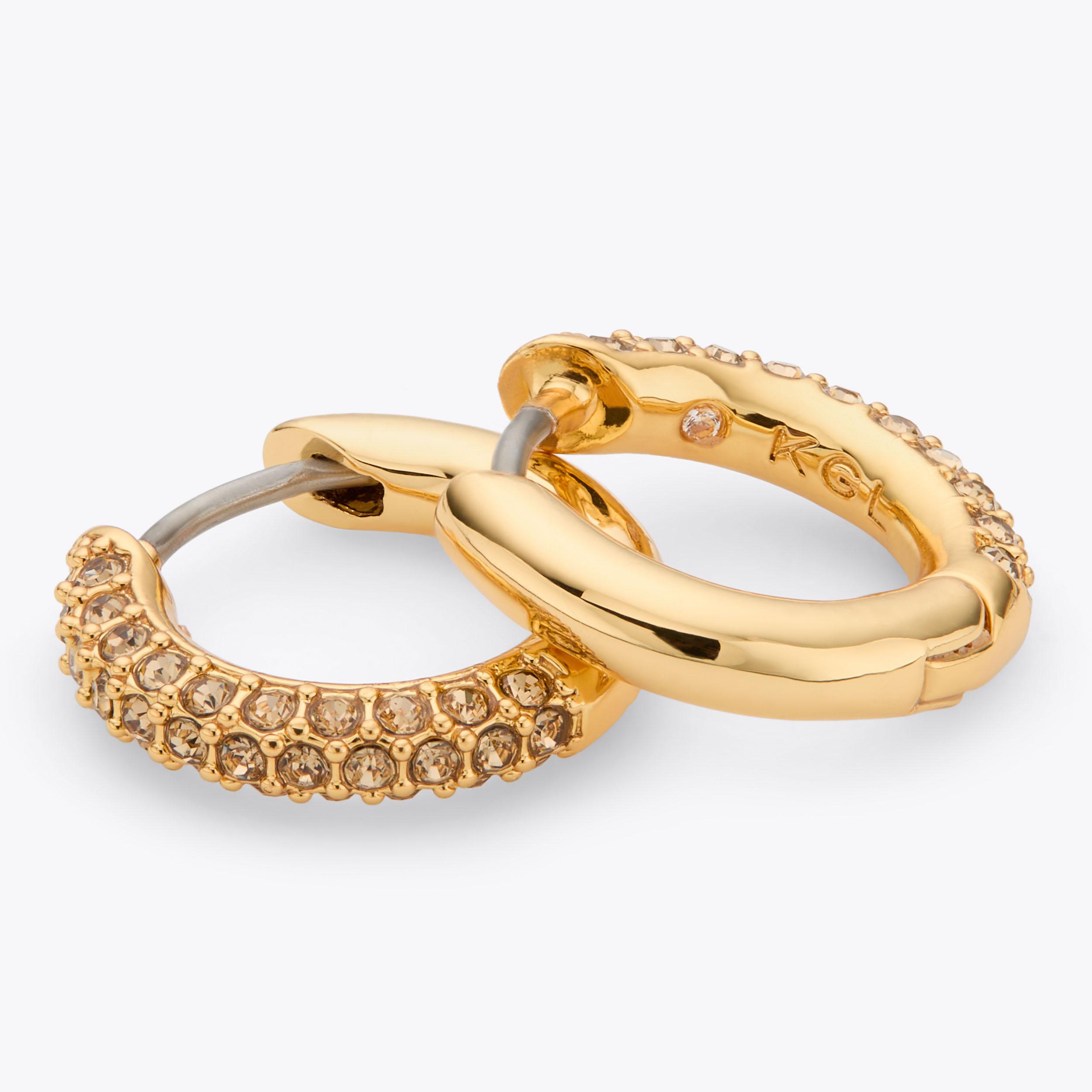 PAVE HUGGIES Gold Huggie Hoop Earrings by KURT GEIGER LONDON