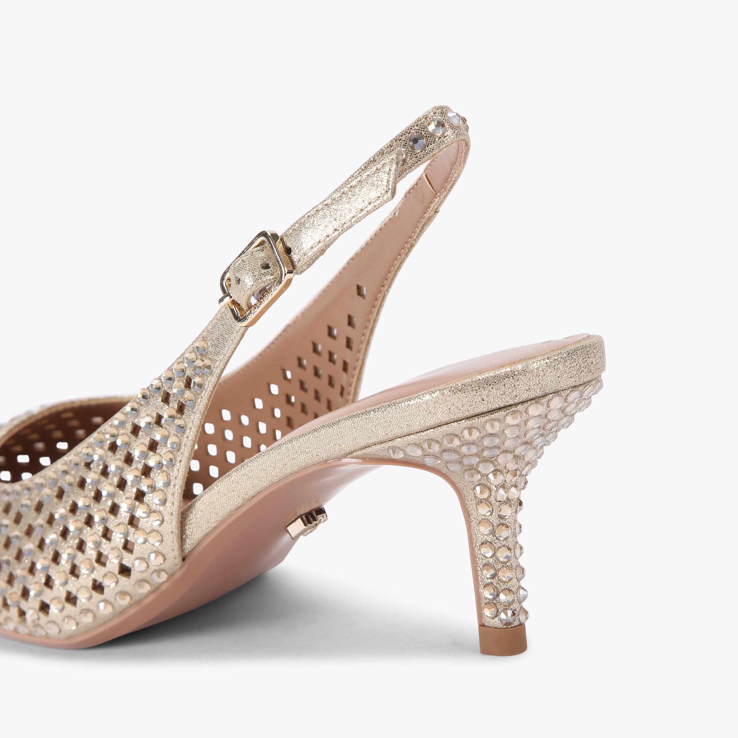 LAZER SLING Gold Laser Cut Slingback Heel by CARVELA