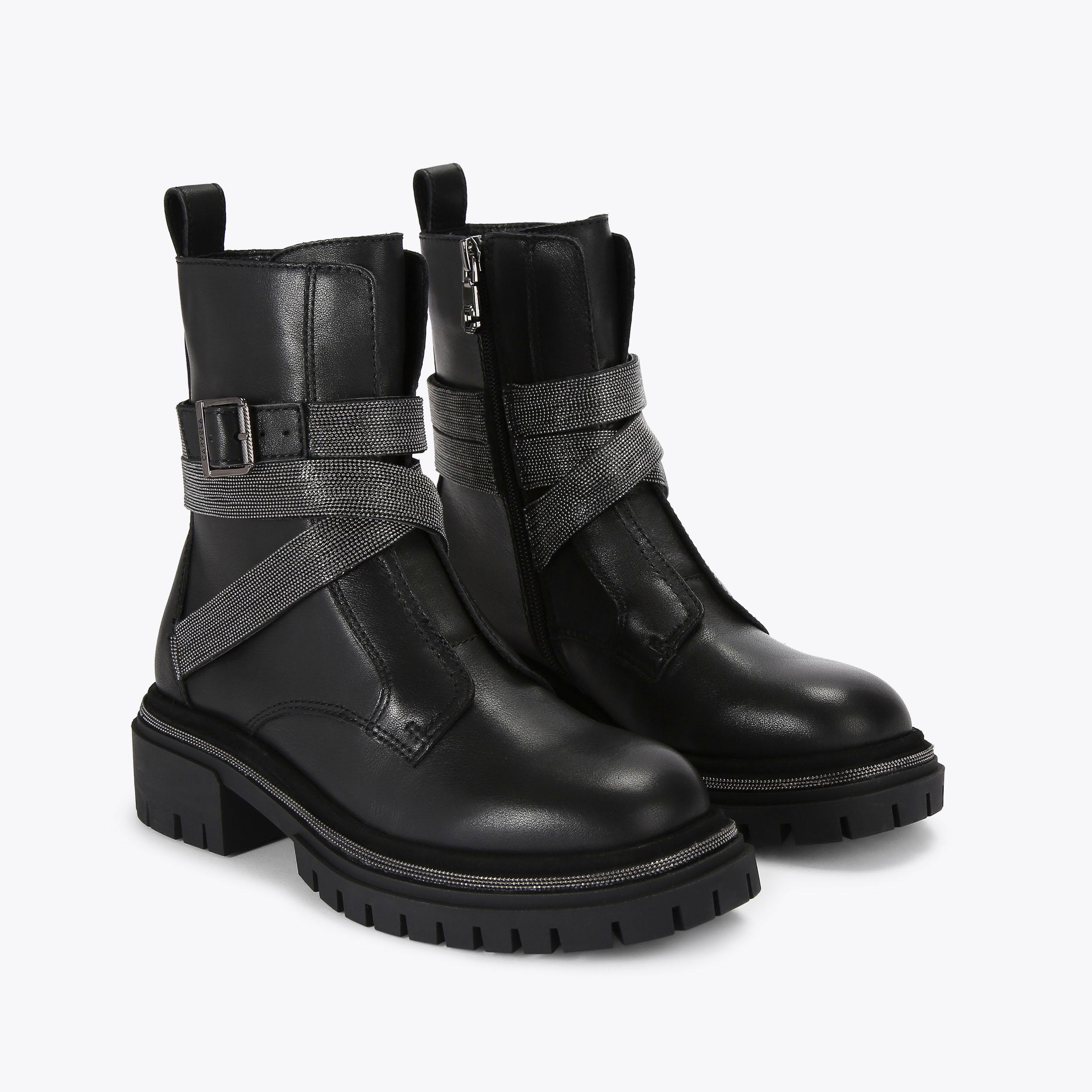 EMBLAZE ANKLE Black Leather Ankle Boot by CARVELA