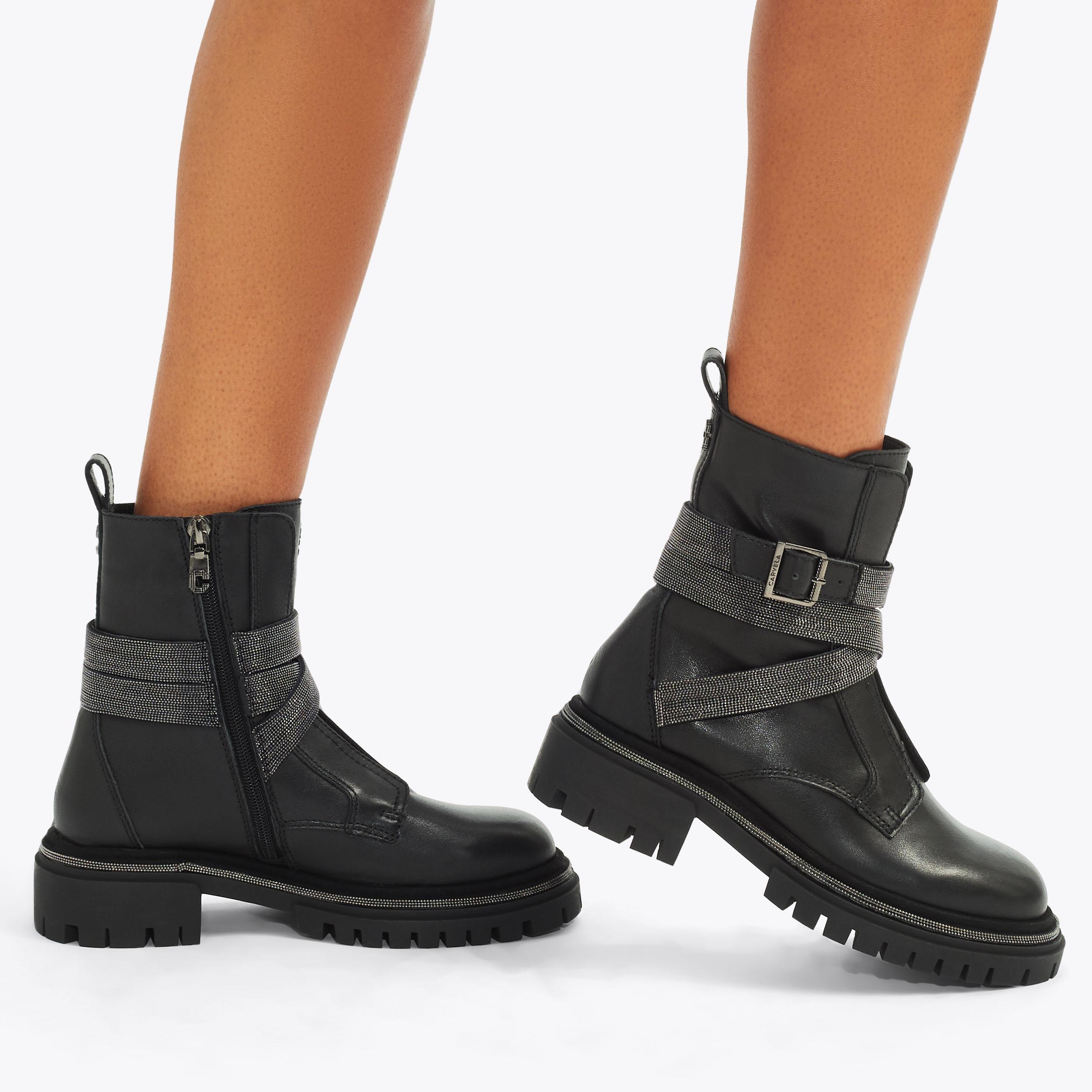 EMBLAZE ANKLE Black Leather Ankle Boot by CARVELA