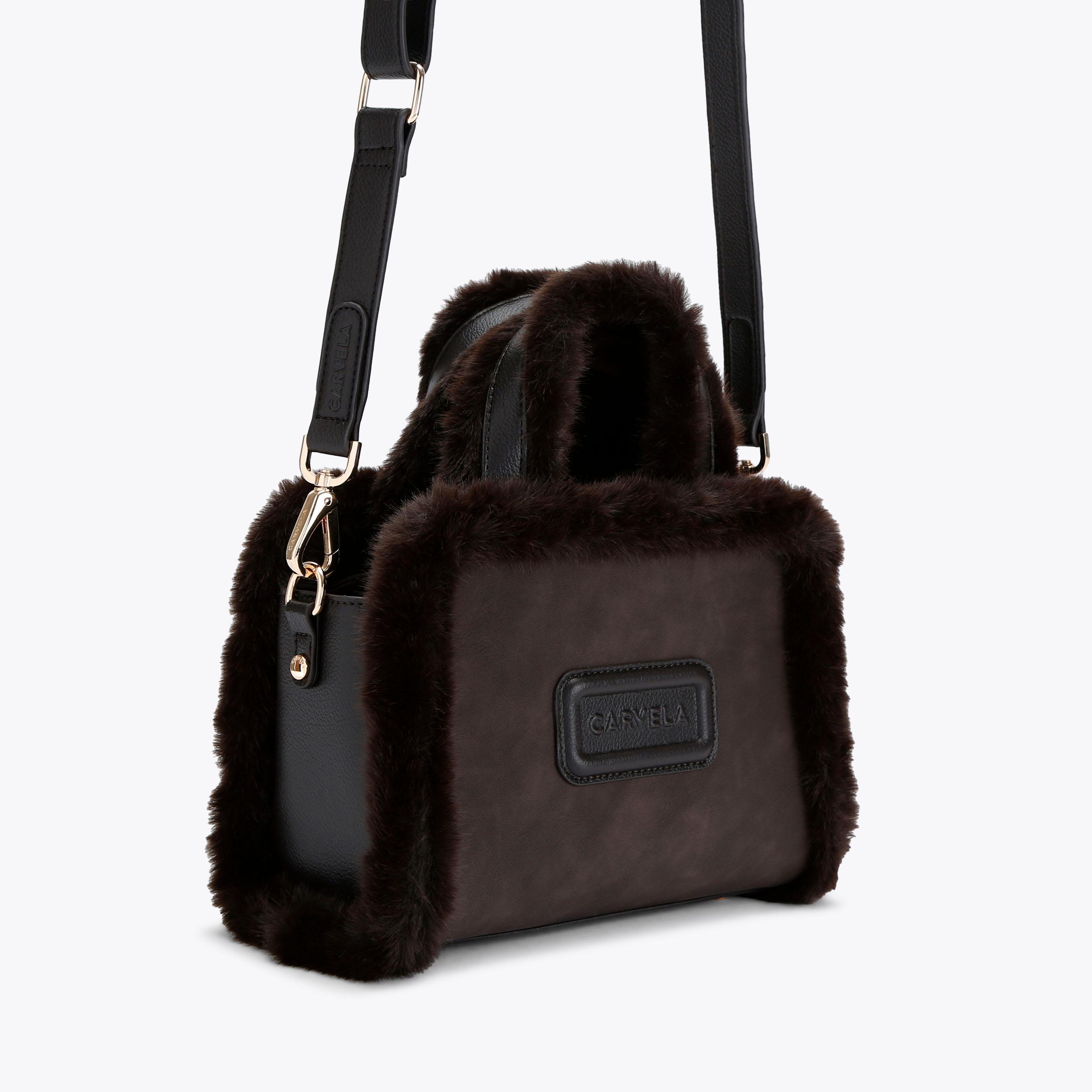 MINI BELLA BORG TOTE Dark Brown Borg Tote Bag by CARVELA