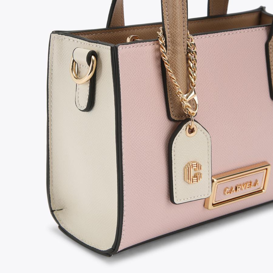 ROMA CROSSBODY Pale Pink Textured Mini Bag by CARVELA