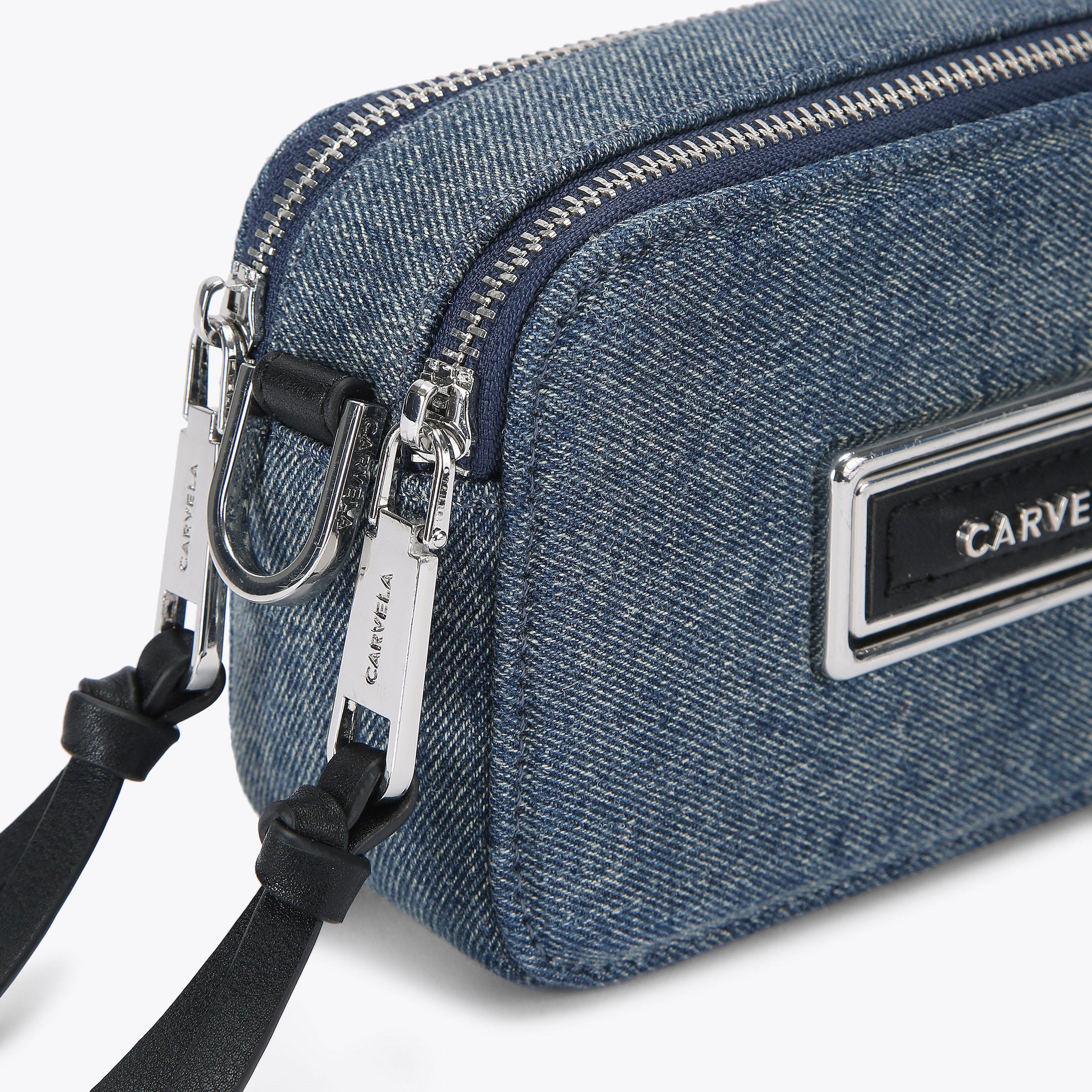 MINI ROMA RECTANGLE Denim Cross Body Bag by CARVELA