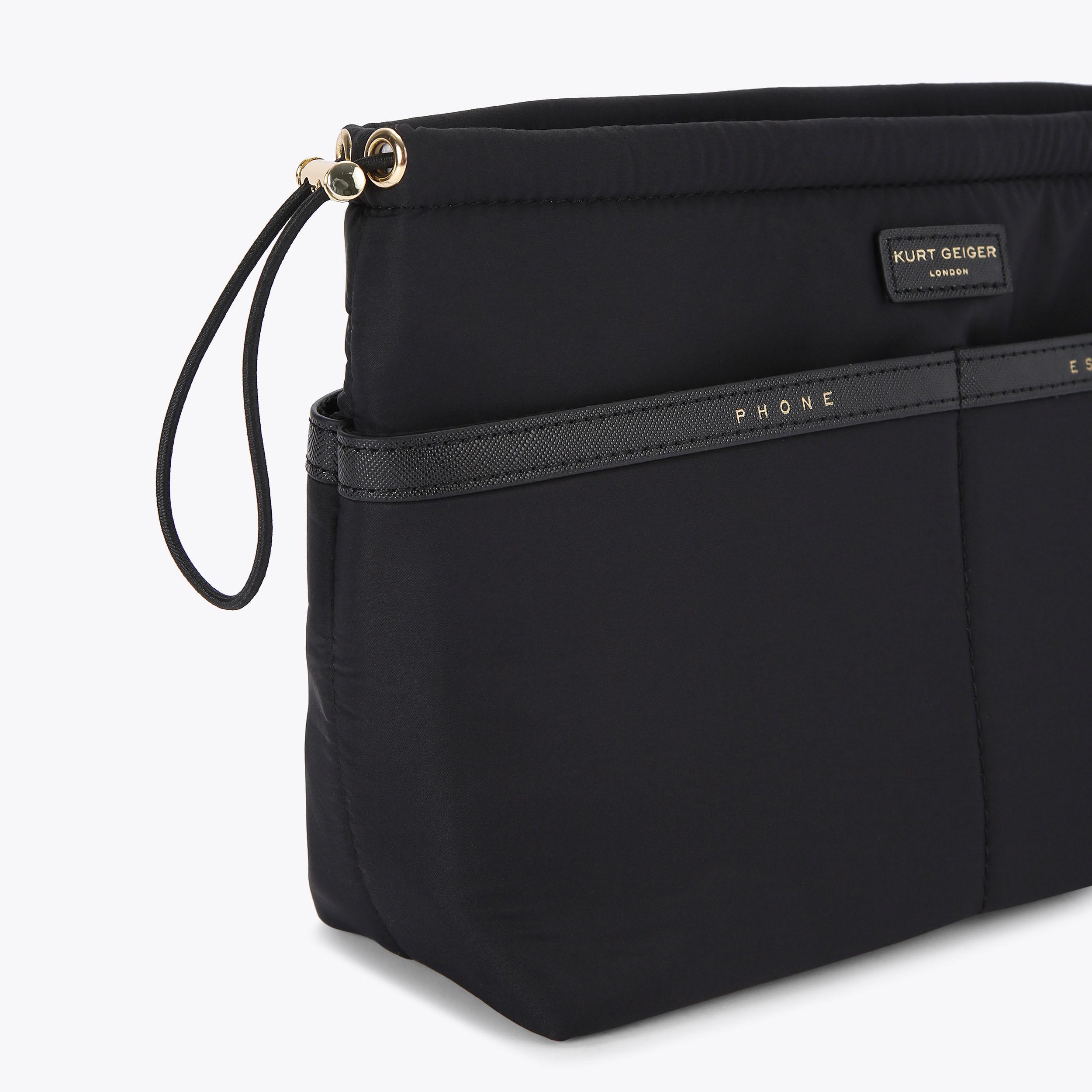 SM RECYCLED BAG ORGANISER Black Nylon Interior Pouch by KURT GEIGER LONDON