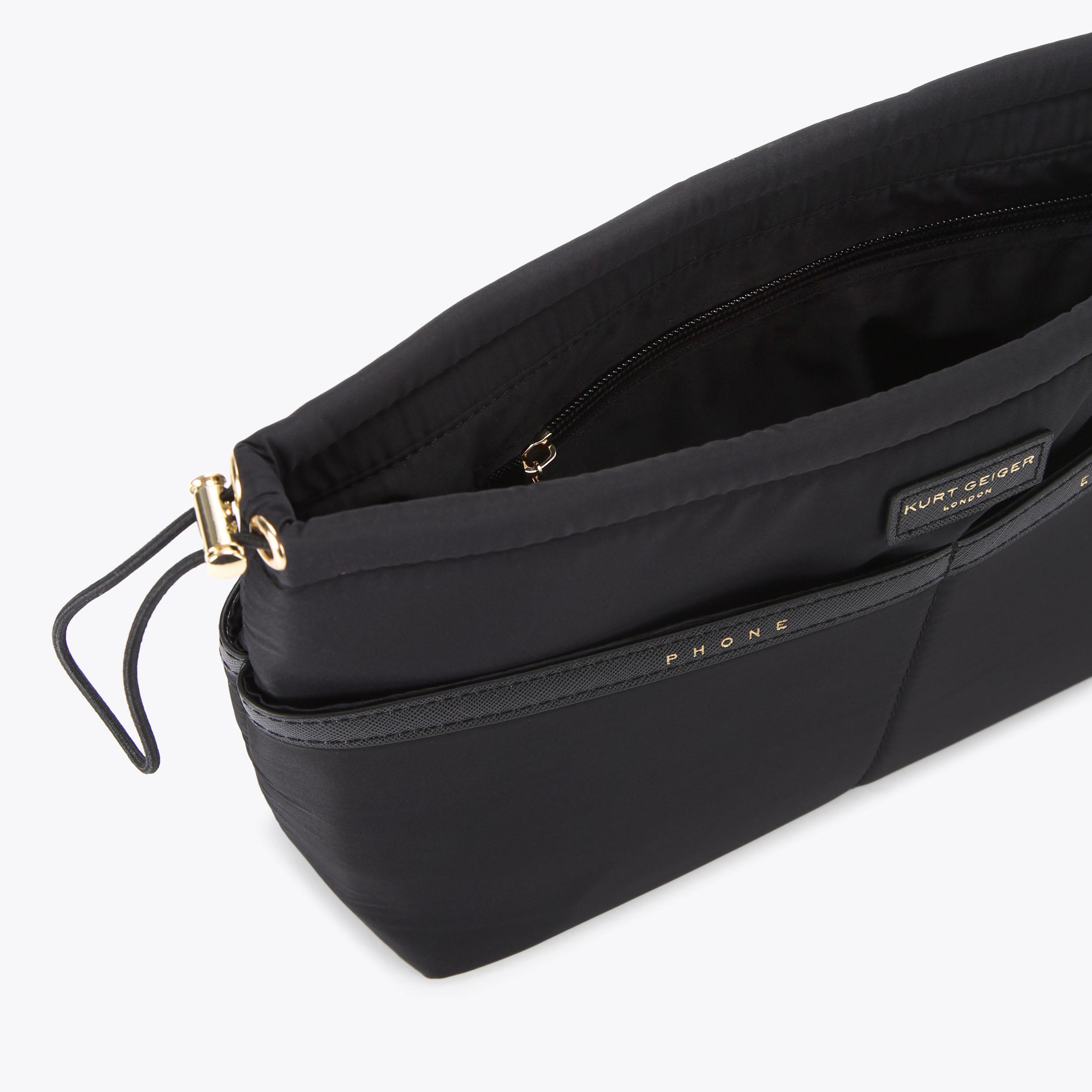 SM RECYCLED BAG ORGANISER Black Nylon Interior Pouch by KURT GEIGER LONDON