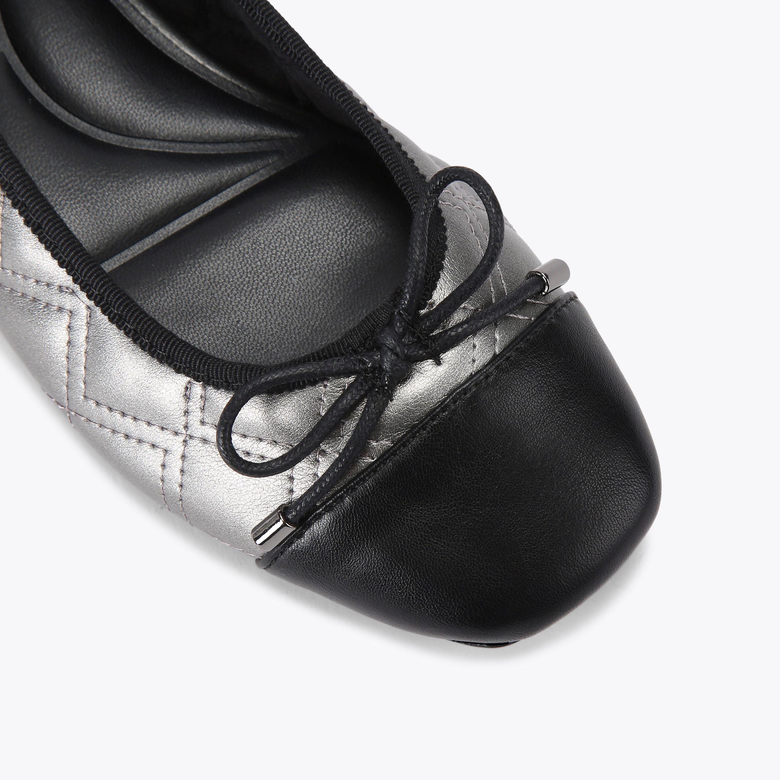 PRIMA BALLET Silver Quilted Slip On Flat by CARVELA
