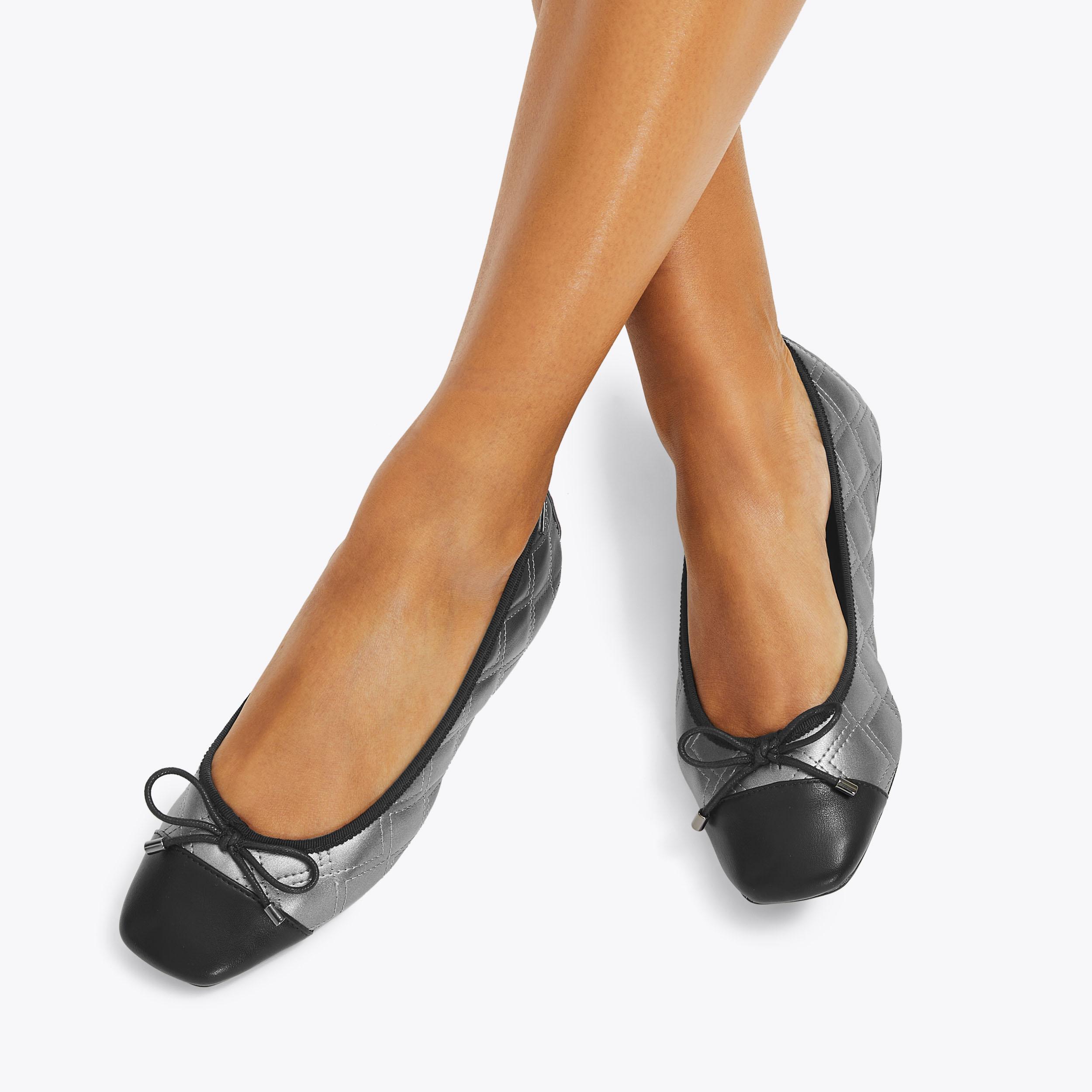 PRIMA BALLET Silver Quilted Slip On Flat by CARVELA