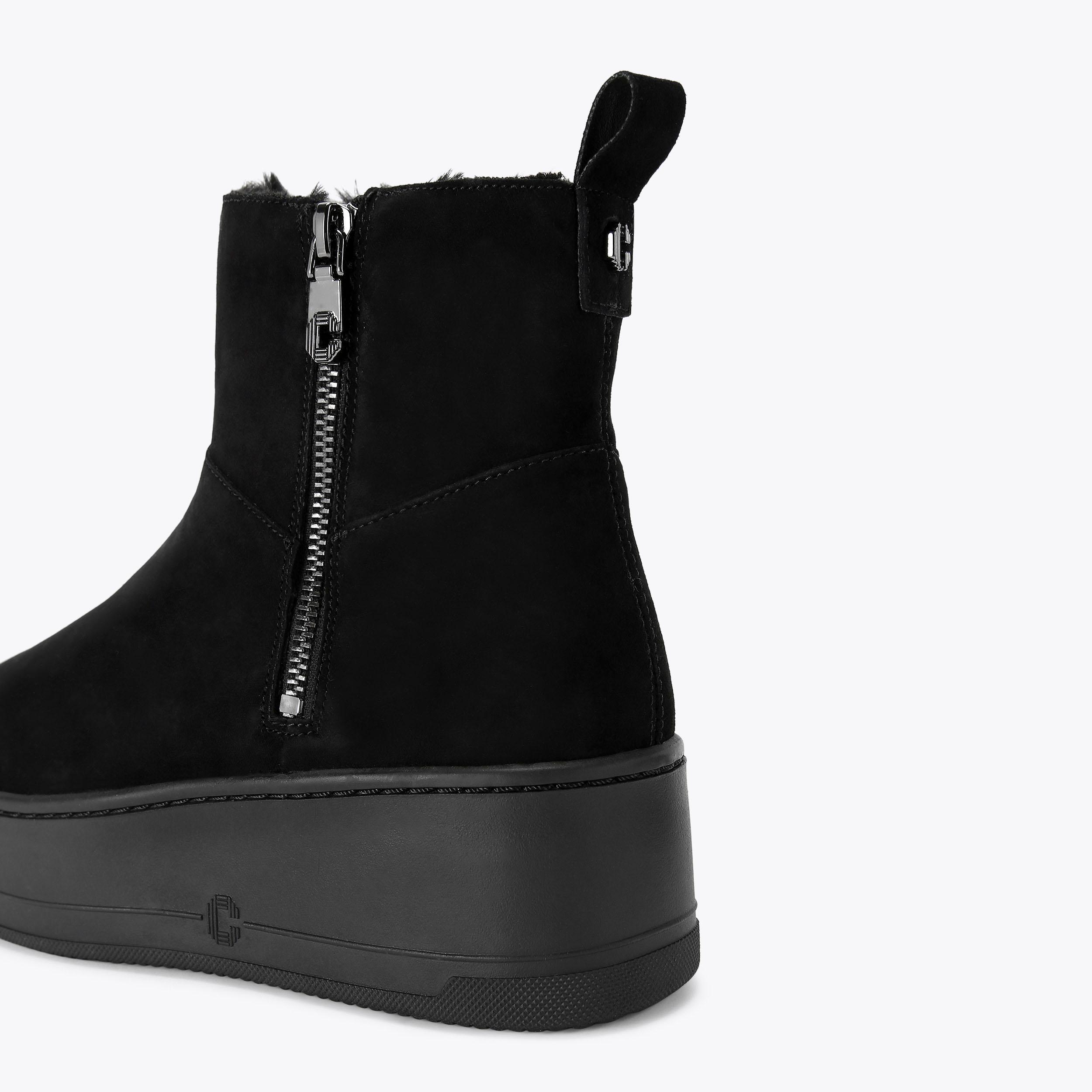 CONNECTED ZIP CHELSEA Black Suede Ankle Boot by CARVELA