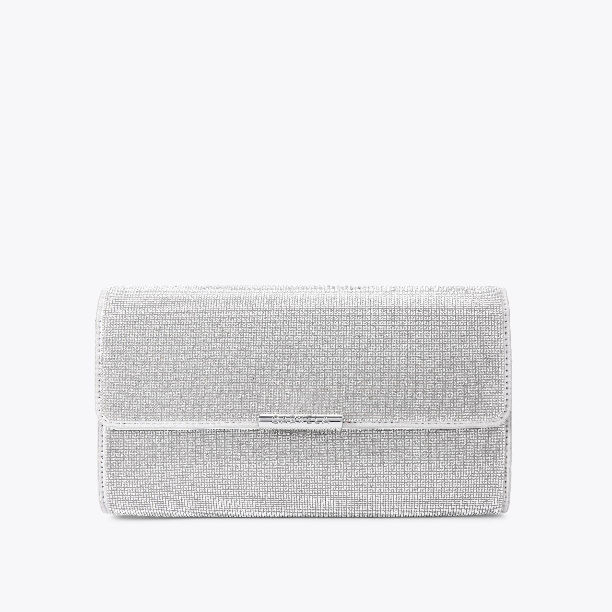 LARGE GALA CLUTCH 2 Silver Clutch Bag by CARVELA
