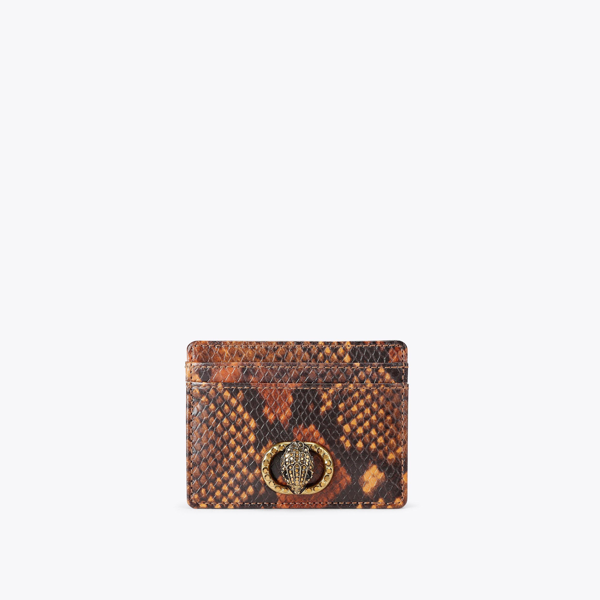 CHELSEA CARD HOLDER Snake Print Brown Leather Card Holder by KURT ...