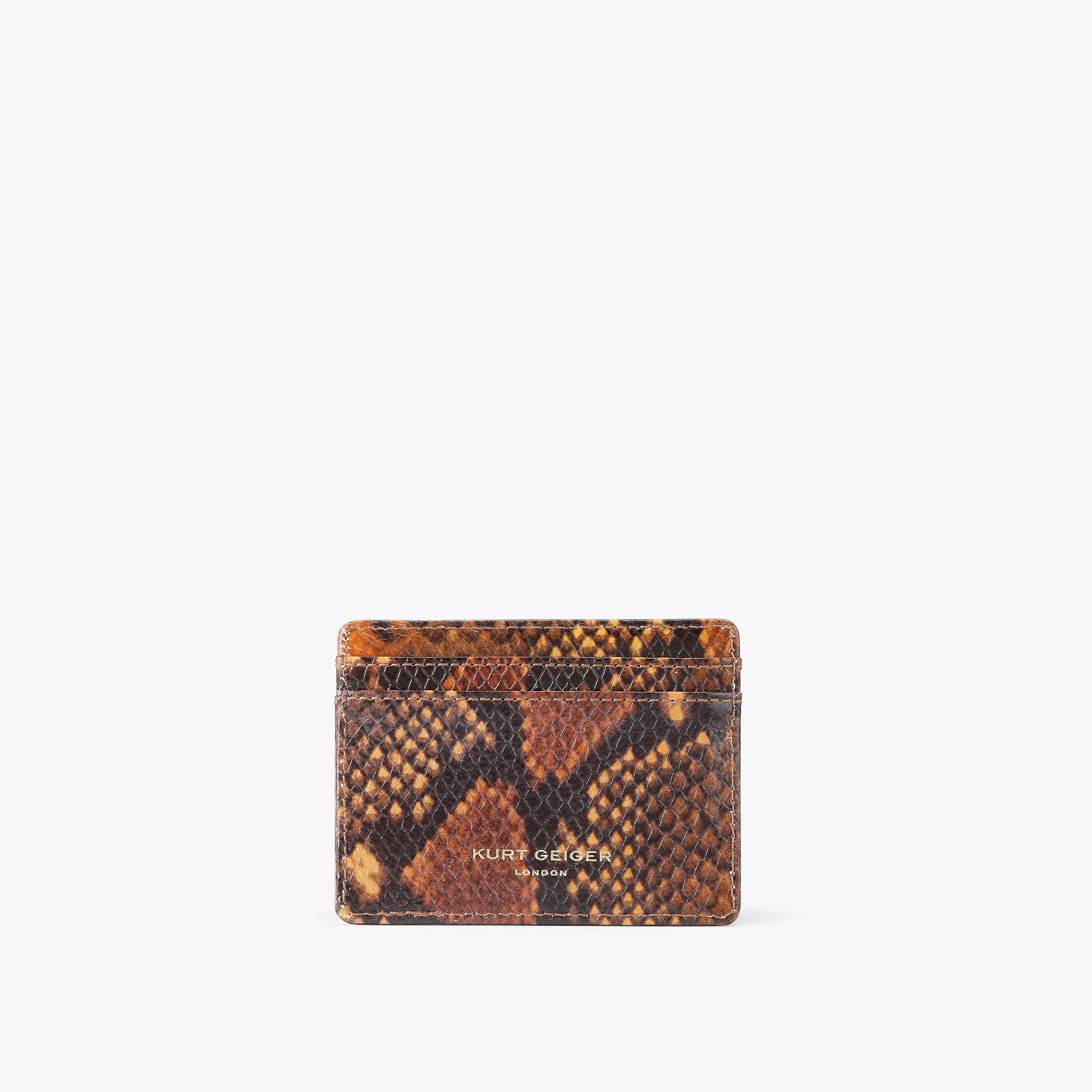 CHELSEA CARD HOLDER Snake Print Brown Leather Card Holder by KURT ...
