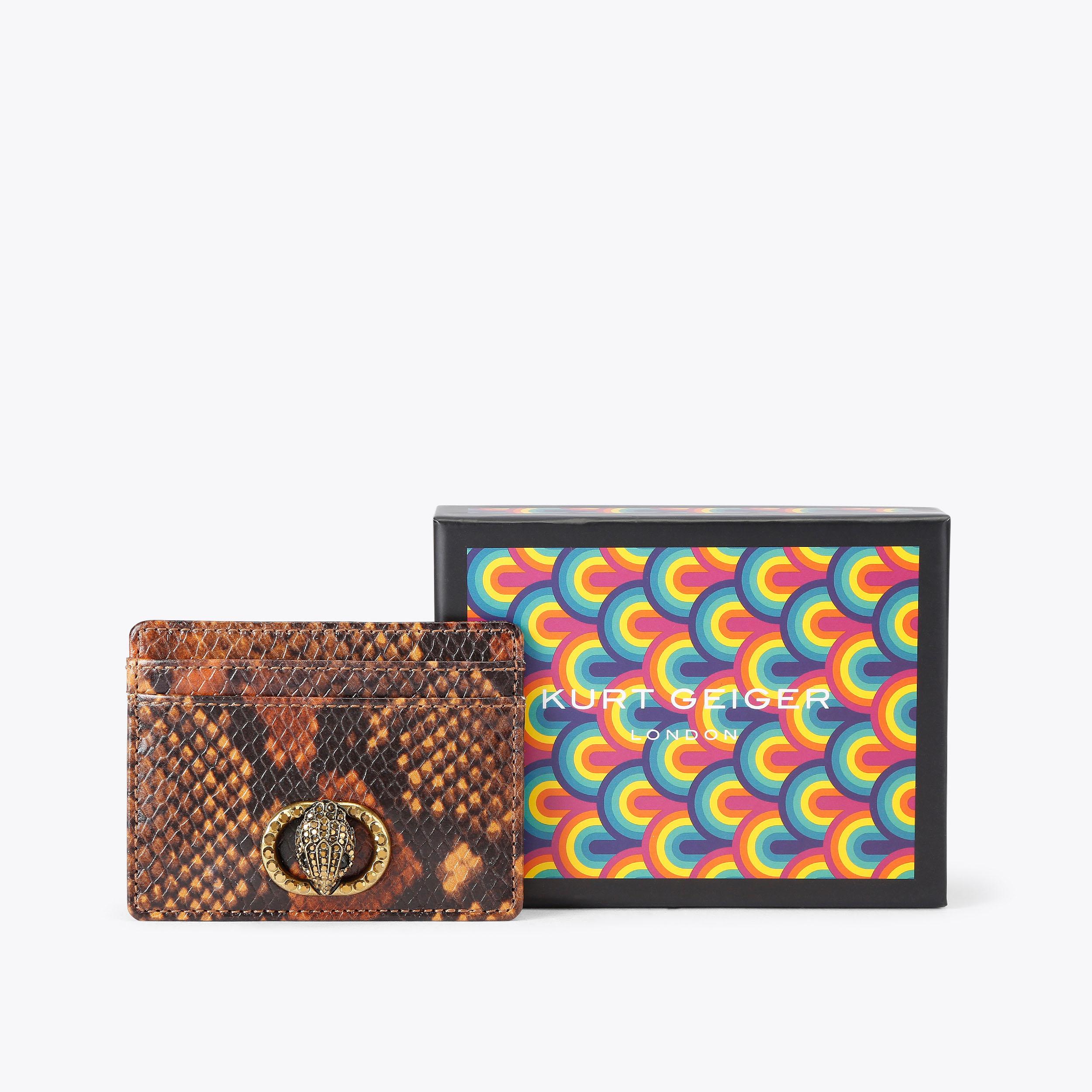 CHELSEA CARD HOLDER Snake Print Brown Leather Card Holder by KURT ...